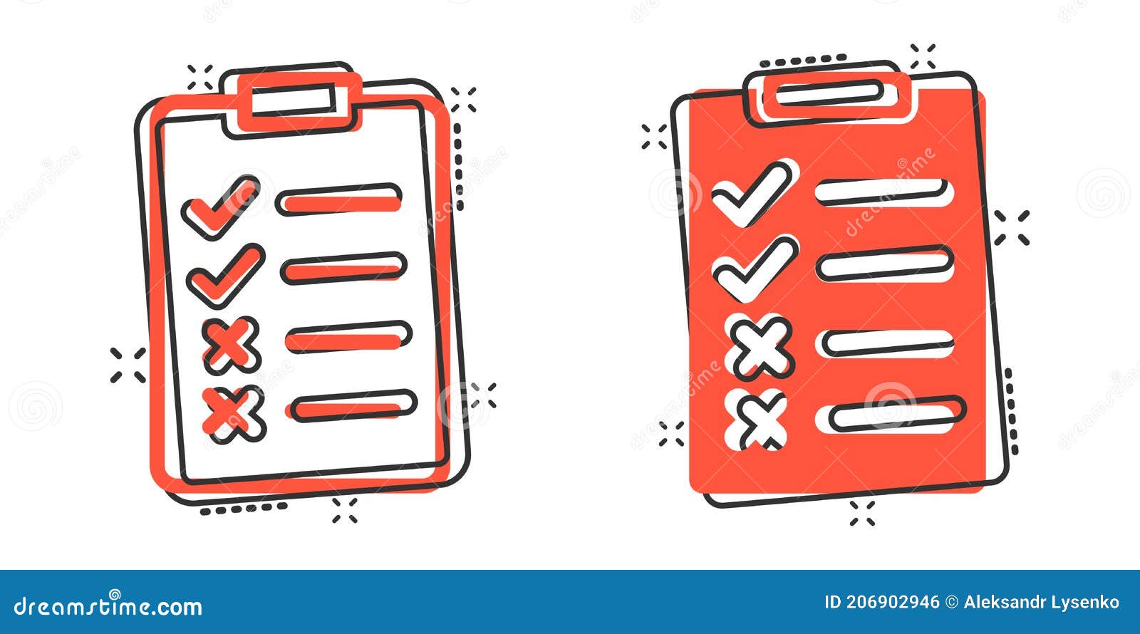 Document Checklist Icon in Comic Style. Report Cartoon Vector ...