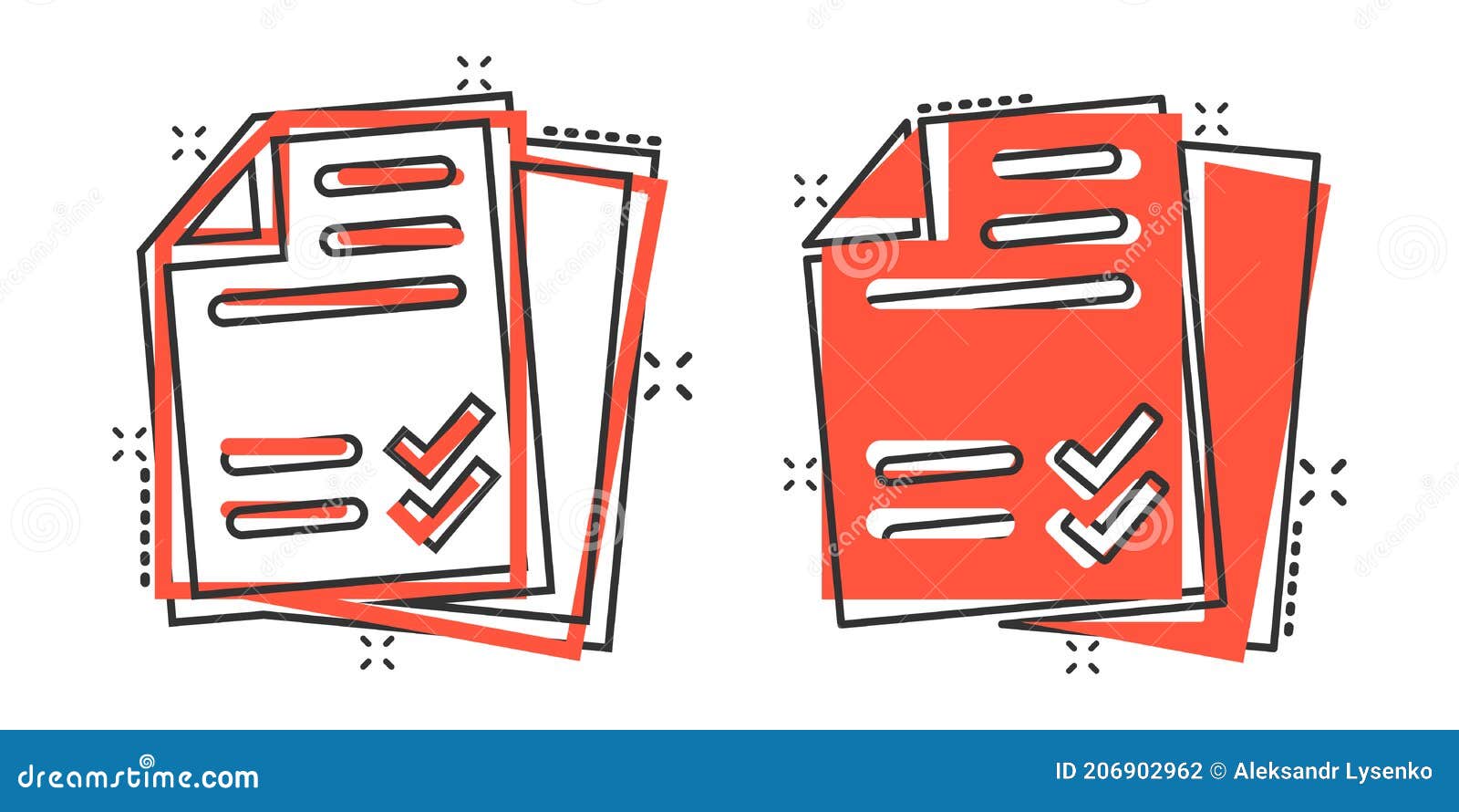 Document Checklist Icon in Comic Style. Report Cartoon Vector ...