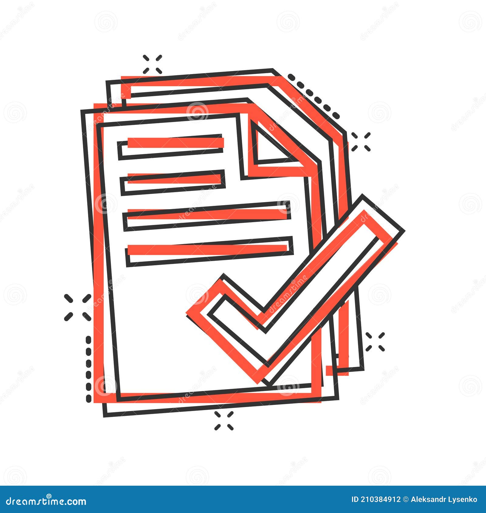 Document Checklist Icon in Comic Style. Report Cartoon Vector ...