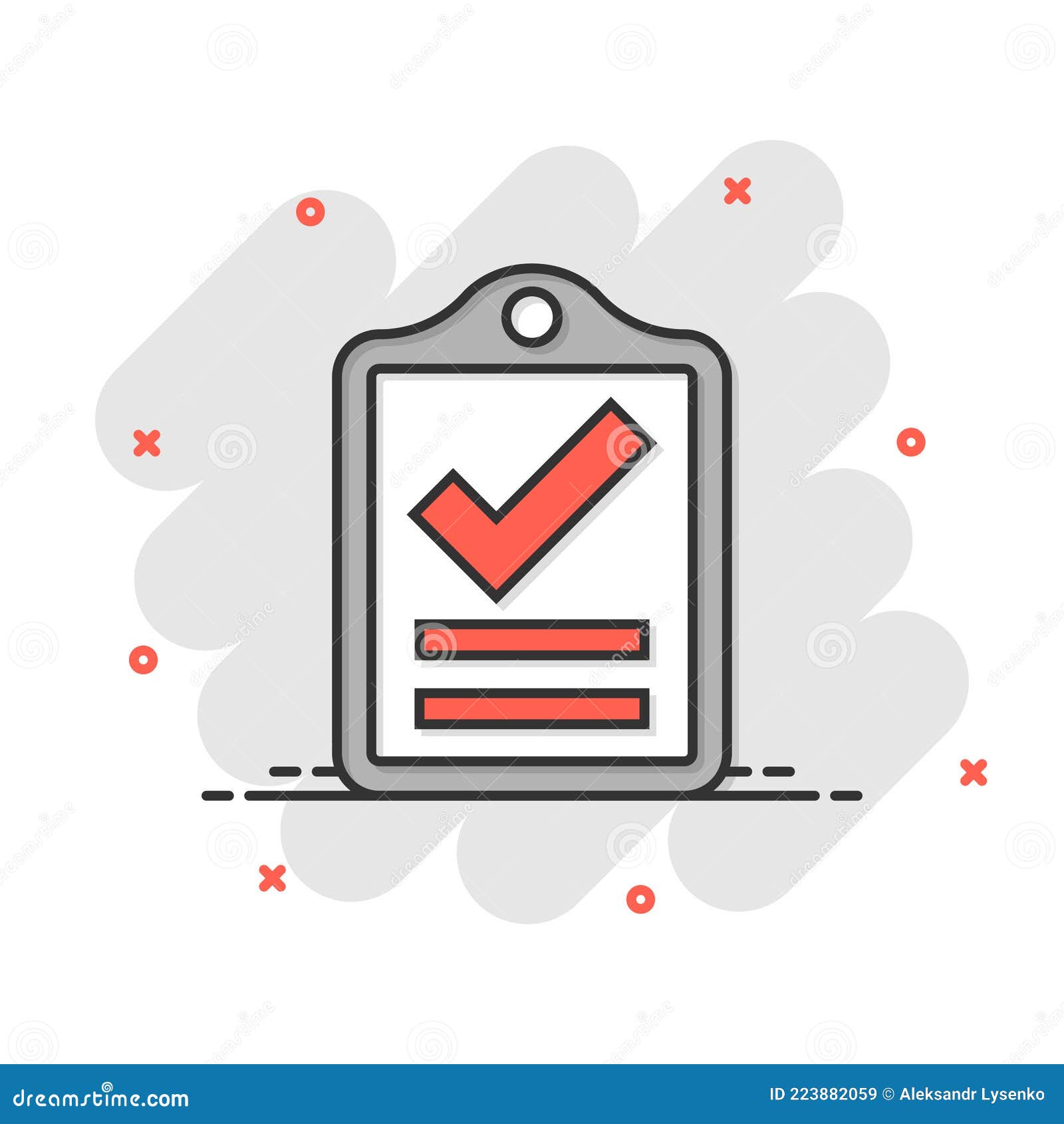 Document Checklist Icon in Comic Style. Report Cartoon Vector ...