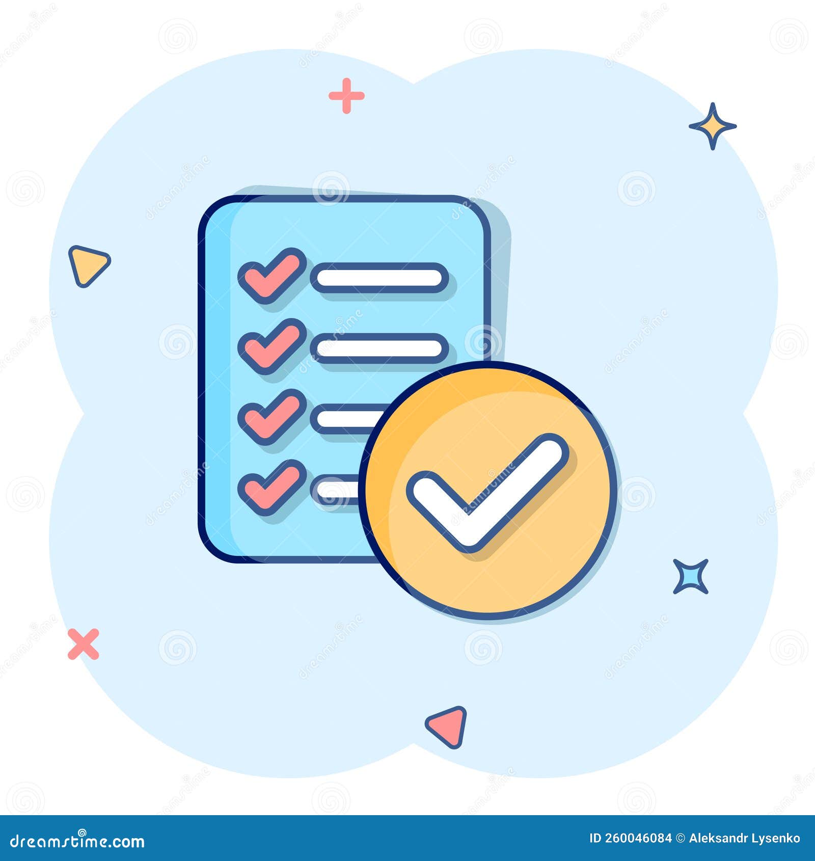 Document Checklist Icon in Comic Style. Report Cartoon Vector ...