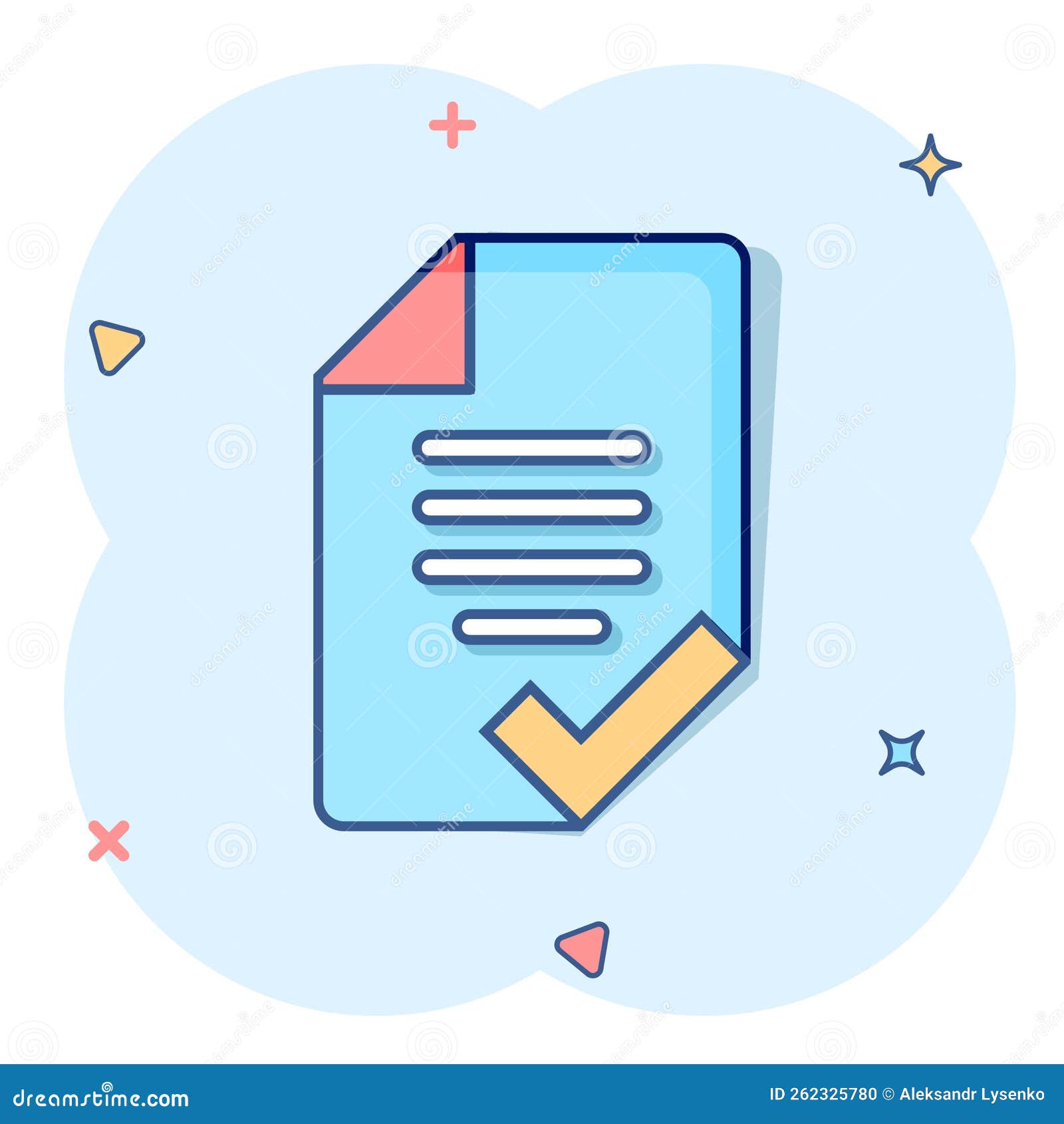 Document Checklist Icon in Comic Style. Report Cartoon Vector ...