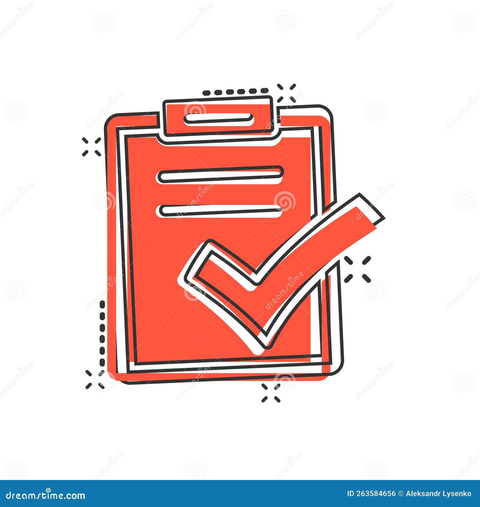 Document Checklist Icon in Comic Style. Report Cartoon Vector ...