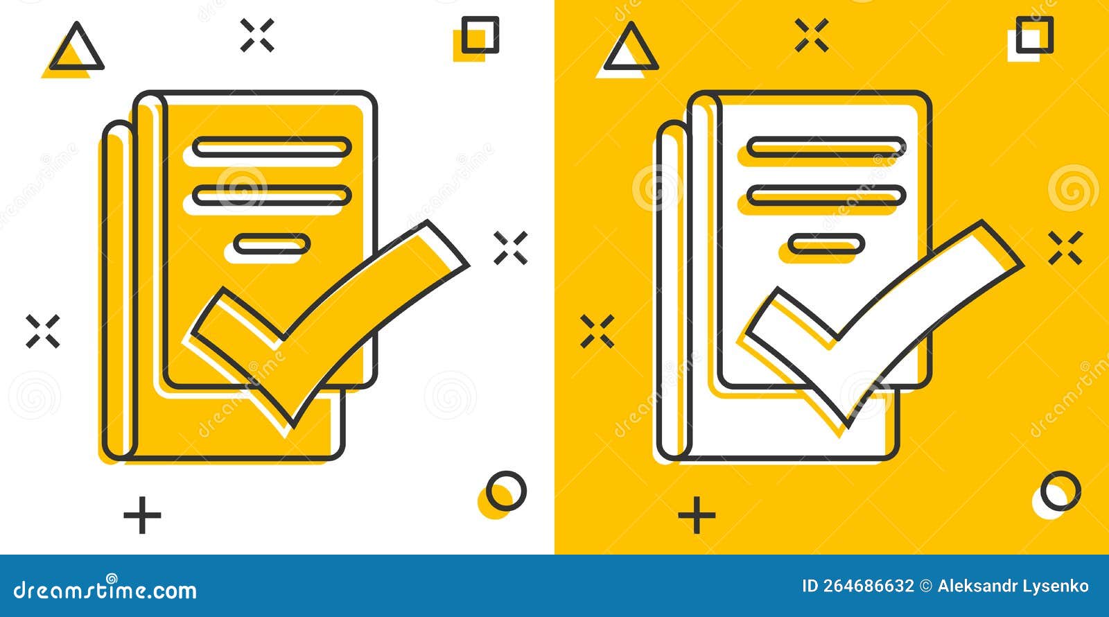 Document Checklist Icon in Comic Style. Report Cartoon Vector ...