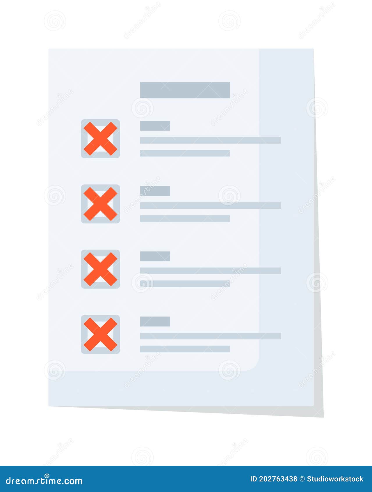 Document Checklist with Red Reject and False Checkmark Stock Vector ...
