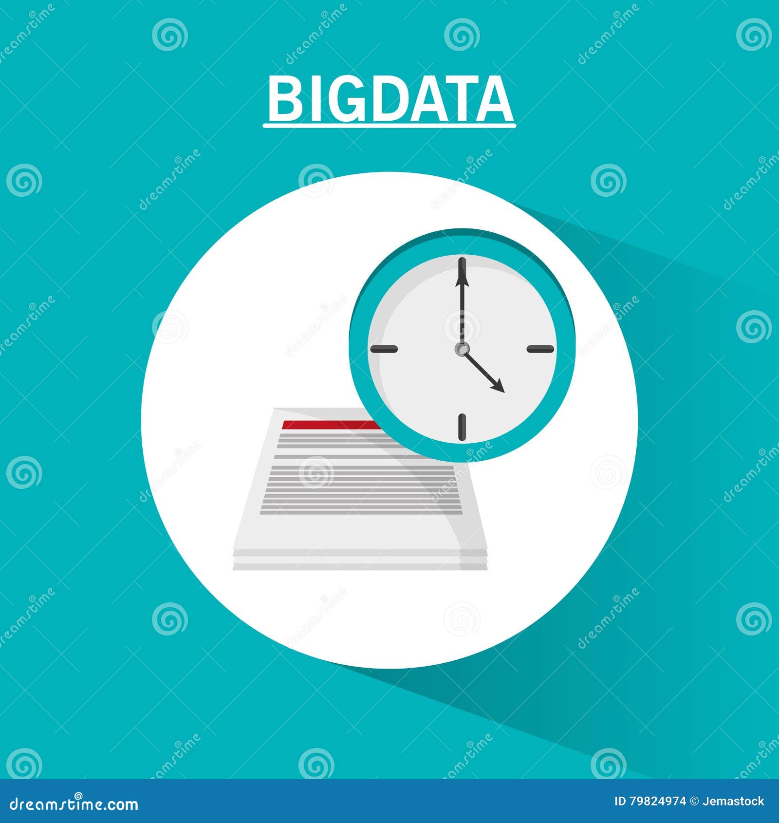 Document Clock and Big Data Design Stock Illustration - Illustration of ...