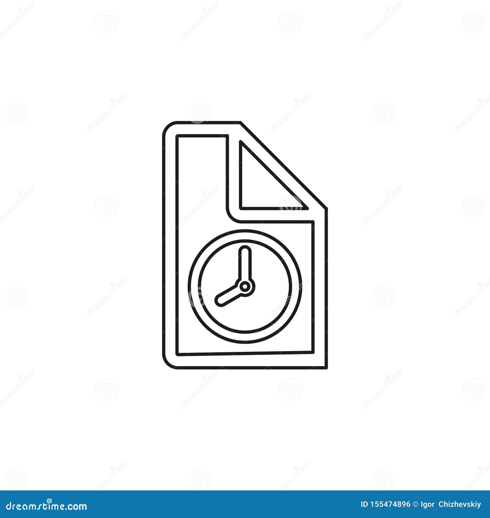 Document with Clock Icon, Vector Stock Vector - Illustration of line ...