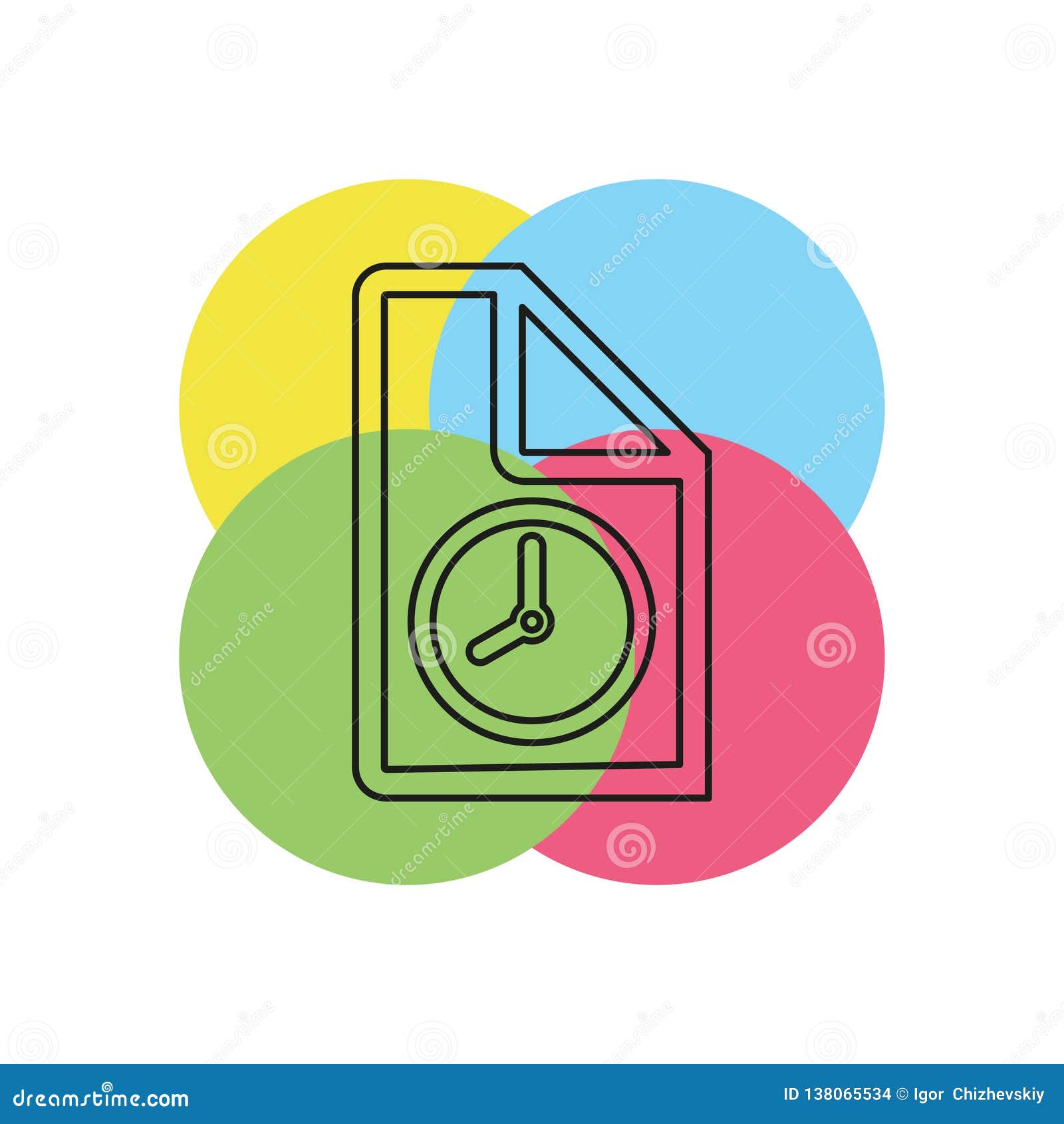 Document with Clock Icon, Vector Stock Illustration - Illustration of ...