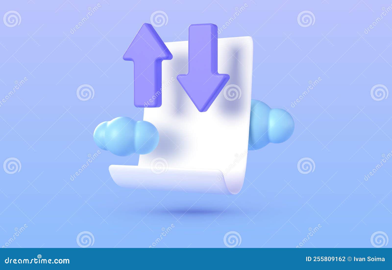 Document Cloud 3d in 3d Style on Purple Background. Download Document ...
