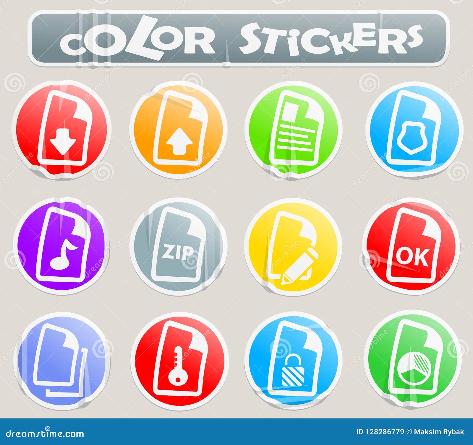 Document color stickers stock vector. Illustration of silhouette ...