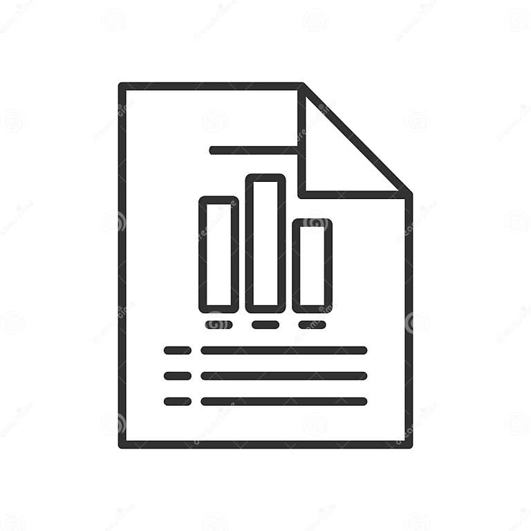 Document with Columns Graph Outline Icon Stock Vector - Illustration of ...