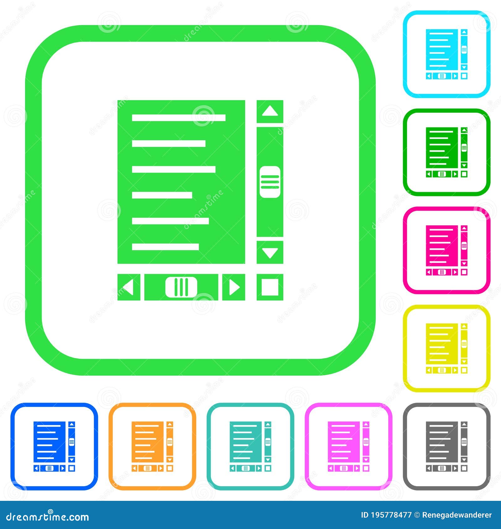 Document with Content and Scroll Bars Vivid Colored Flat Icons Stock ...