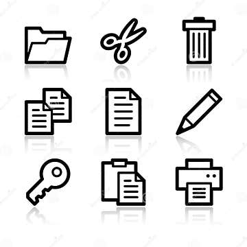 Document contour web icons stock vector. Illustration of pencil - 6850185