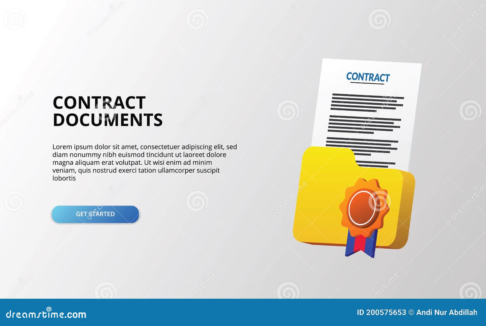 Document Contract File Paper and Folder 3d Icon with Certificate Medal ...