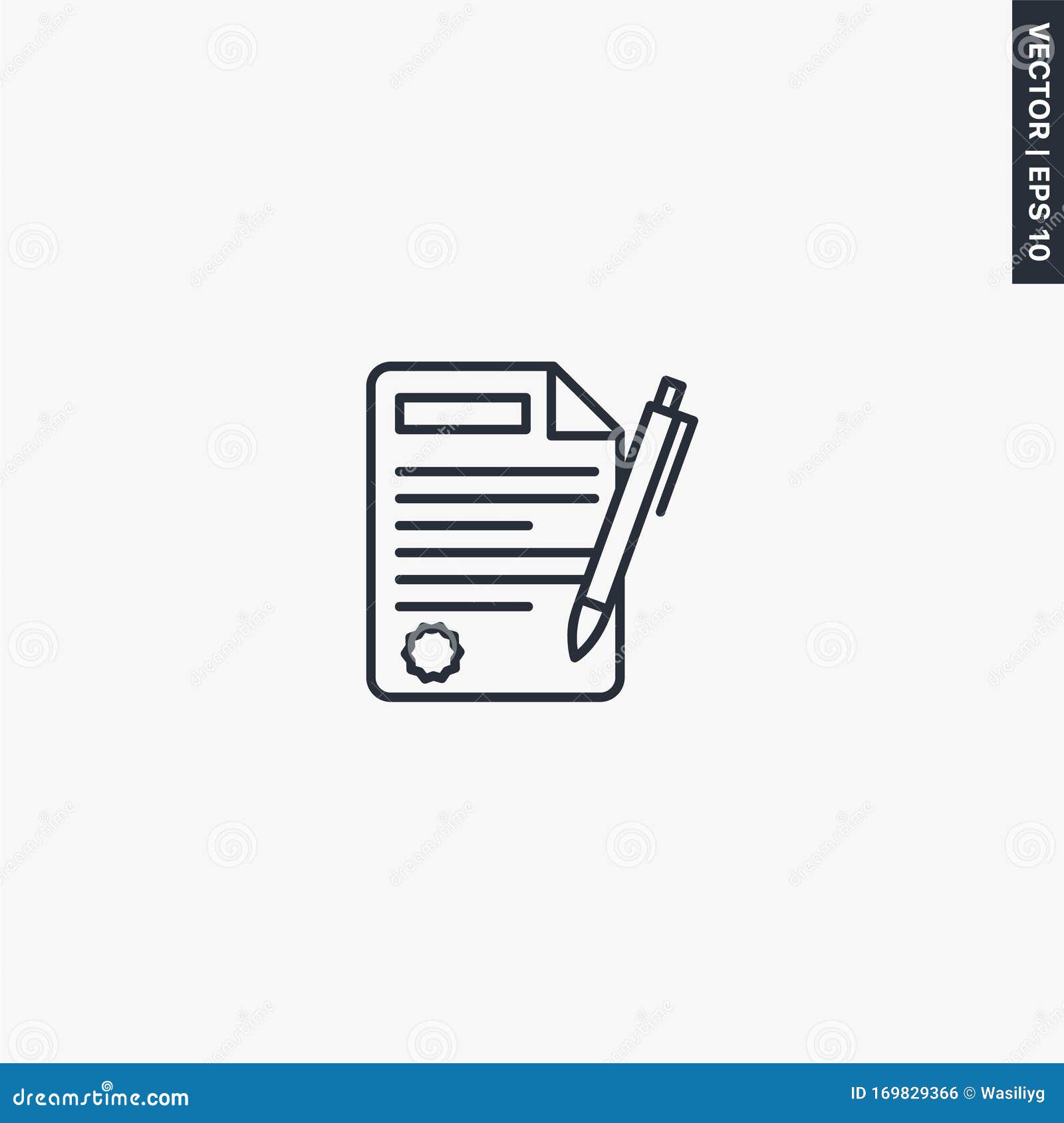 Document, Contract Icon, Linear Style Sign for Mobile Concept and Web ...