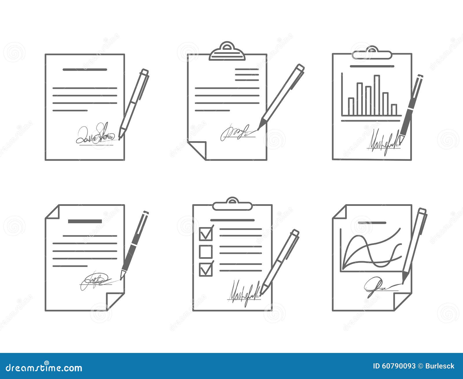 Document or Contract with Signature Stock Vector - Illustration of ...