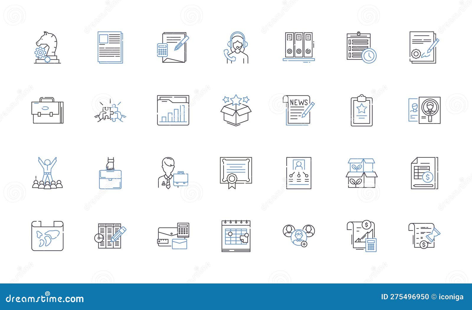 Document Control Line Icons Collection Compliance Records Approval