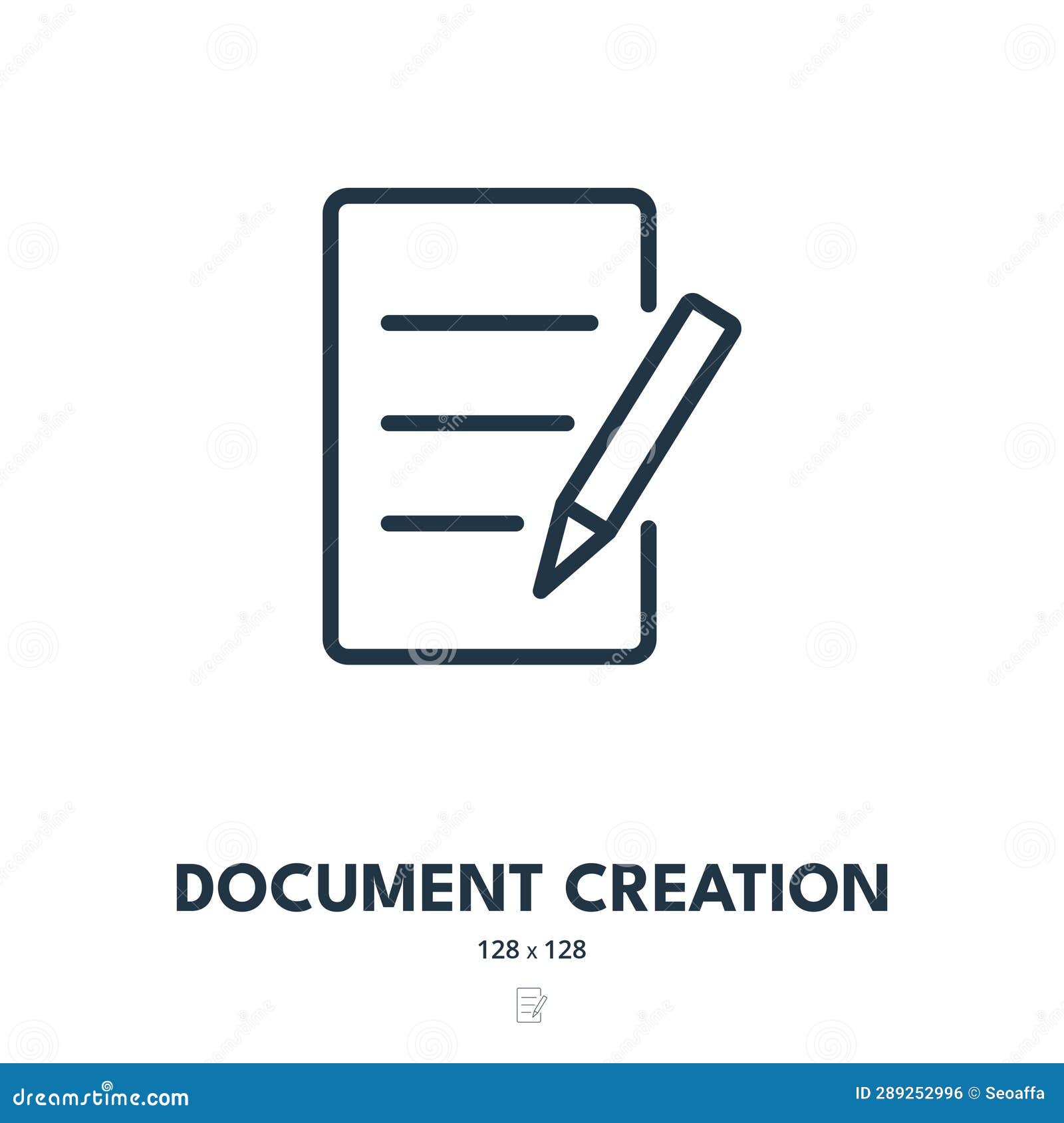 Document Creation Icon. File, Form, Page. Editable Stroke. Vector Icon ...