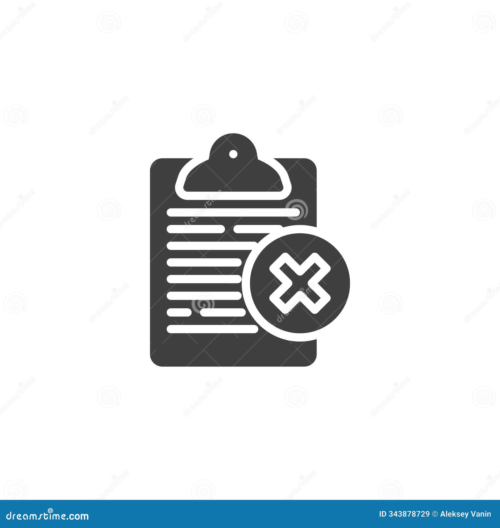Document with Cross Mark Vector Icon Stock Illustration - Illustration ...