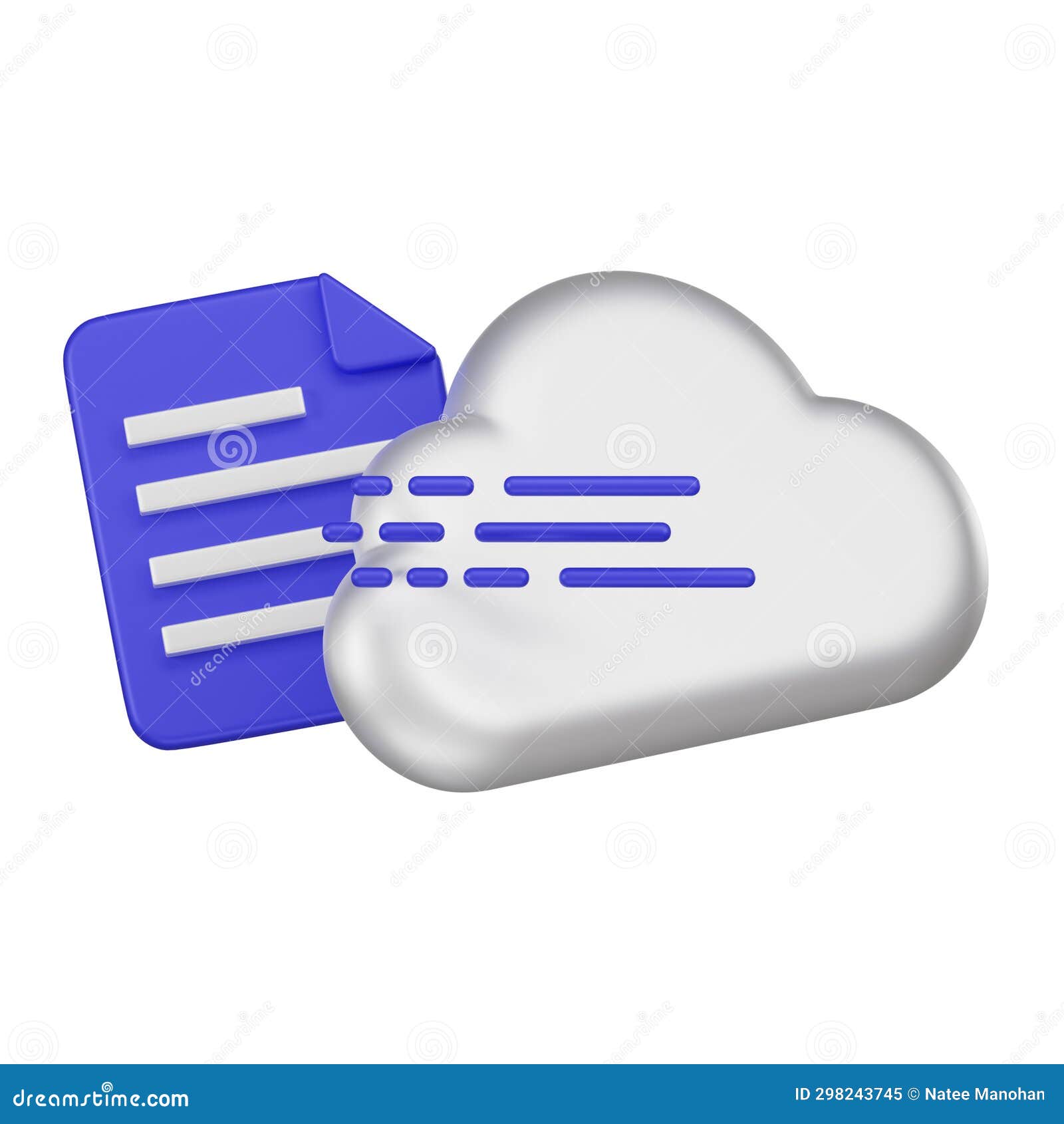 Document Data Migrate To Cloud 3d Icon Stock Image - Illustration of ...