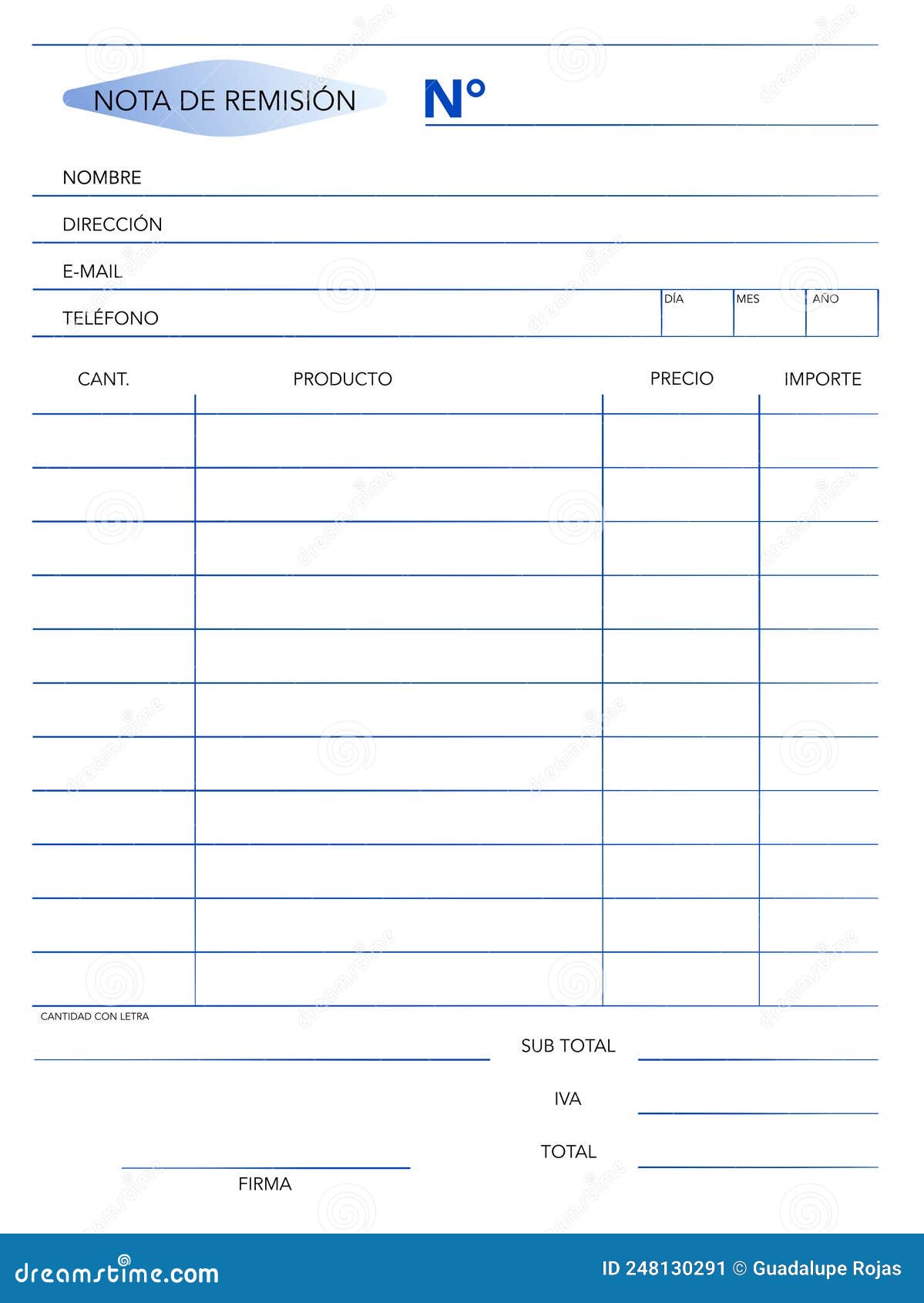Remittance Note, To Write Down the Sales of Any Business Online Stock ...