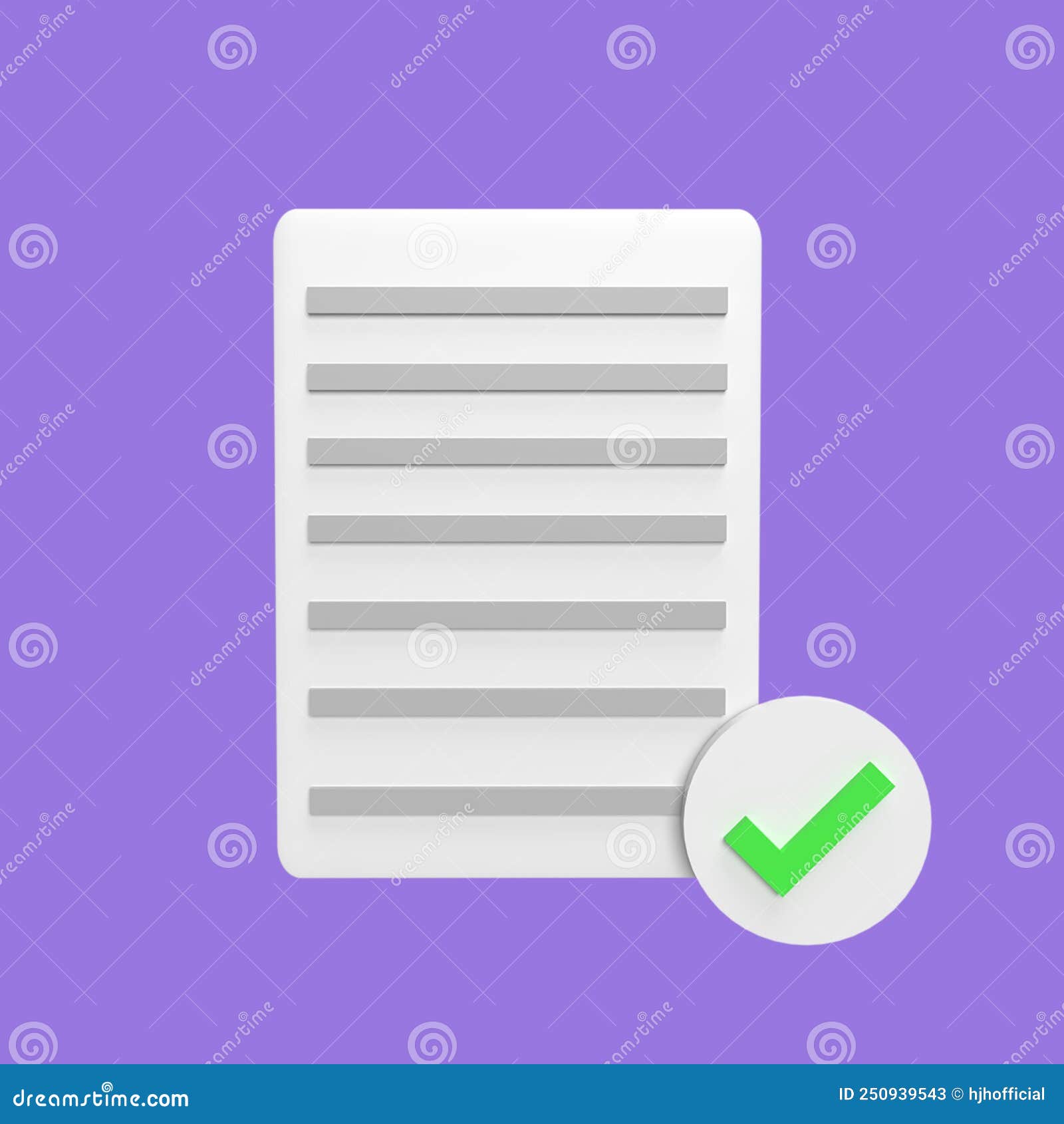 Document is Done 3d Icon Model Cartoon Style. Render Illustration Stock ...