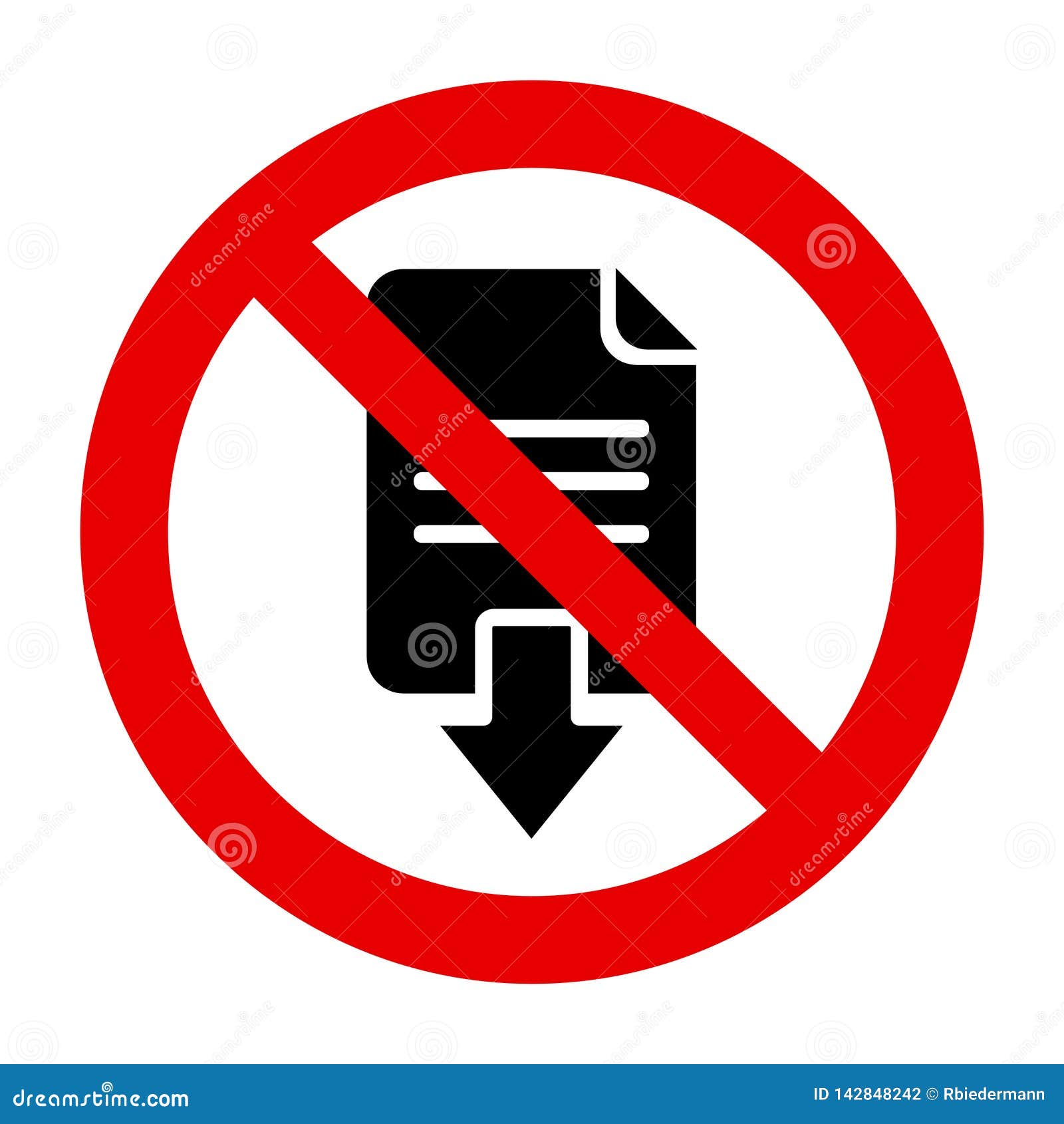 Document Download and Prohibition Sign Stock Vector - Illustration of ...