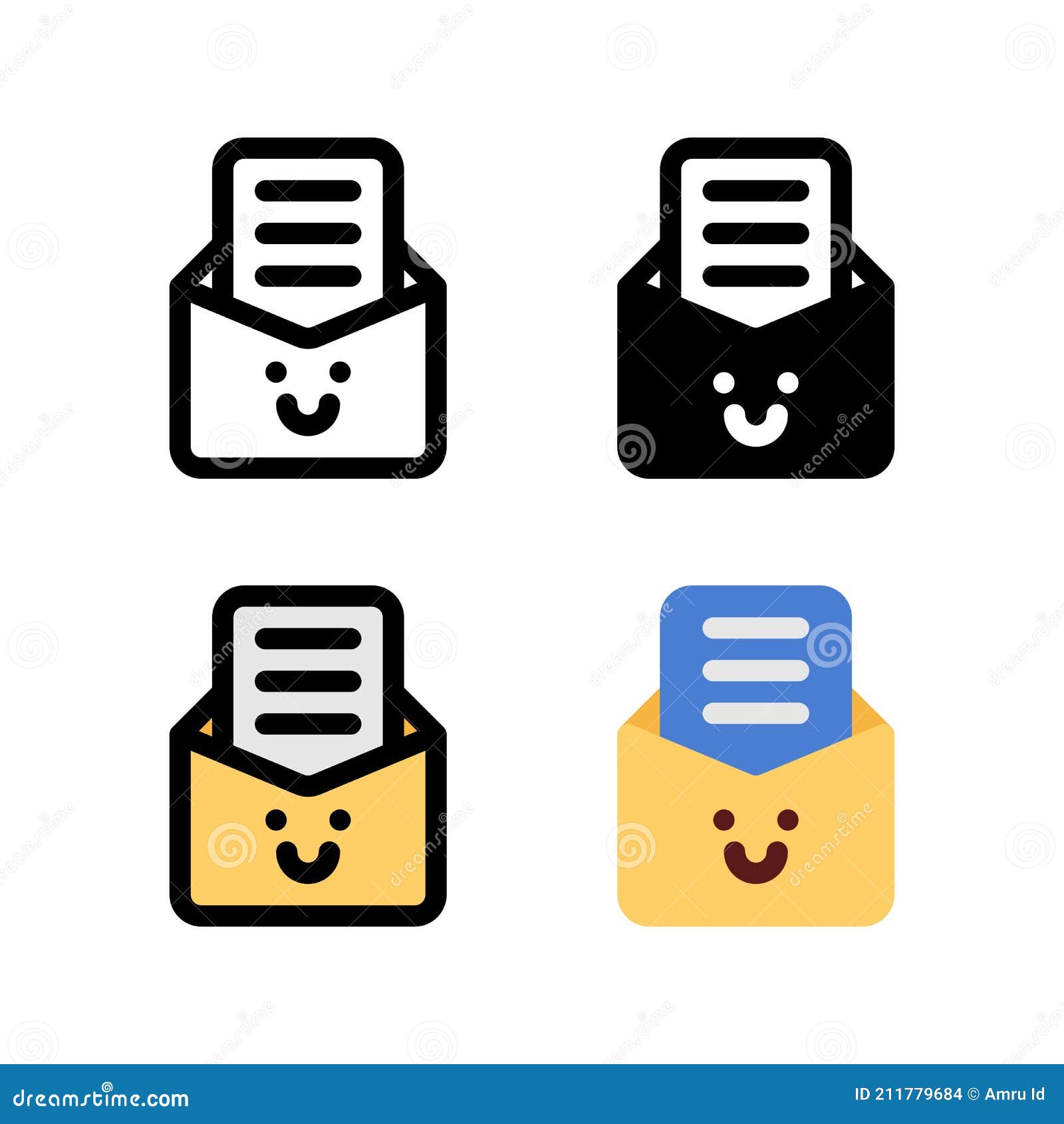 Document Email Character Icon, Logo, and Illustration Stock Vector ...