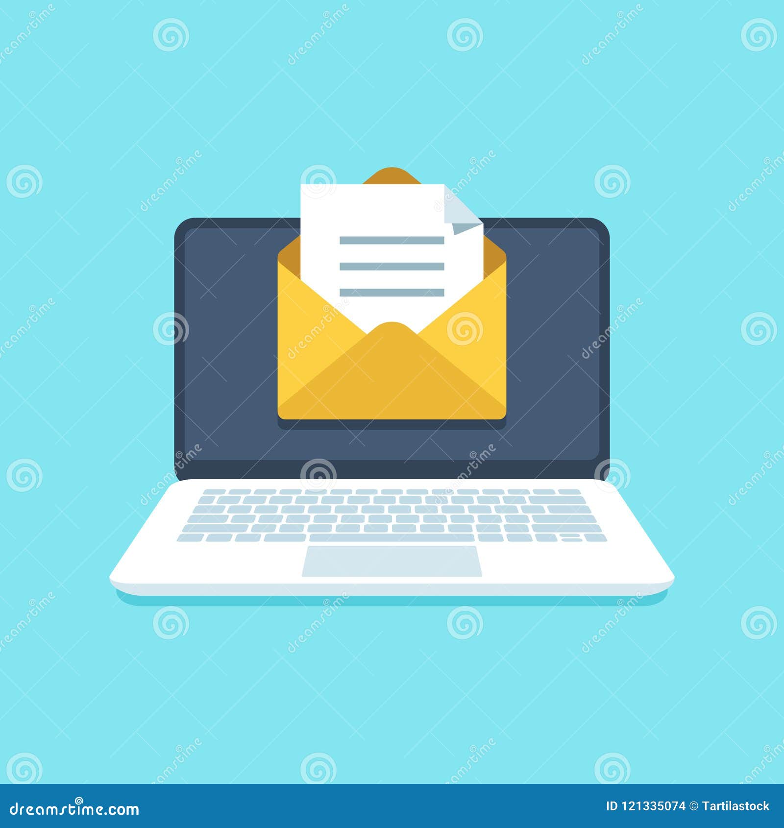 Document Email On Notebook. Mail Letter With Documents For Signing On ...