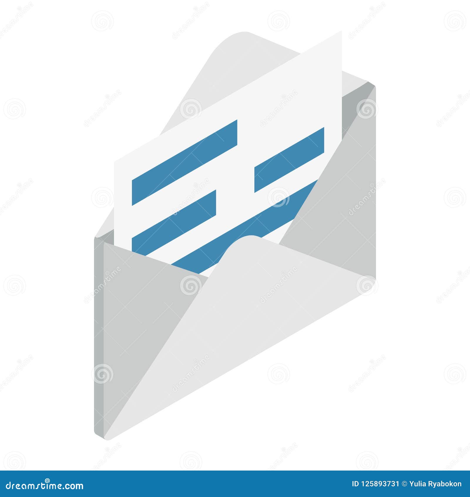 Document in Envelope Icon, Isometric 3d Style Stock Illustration ...
