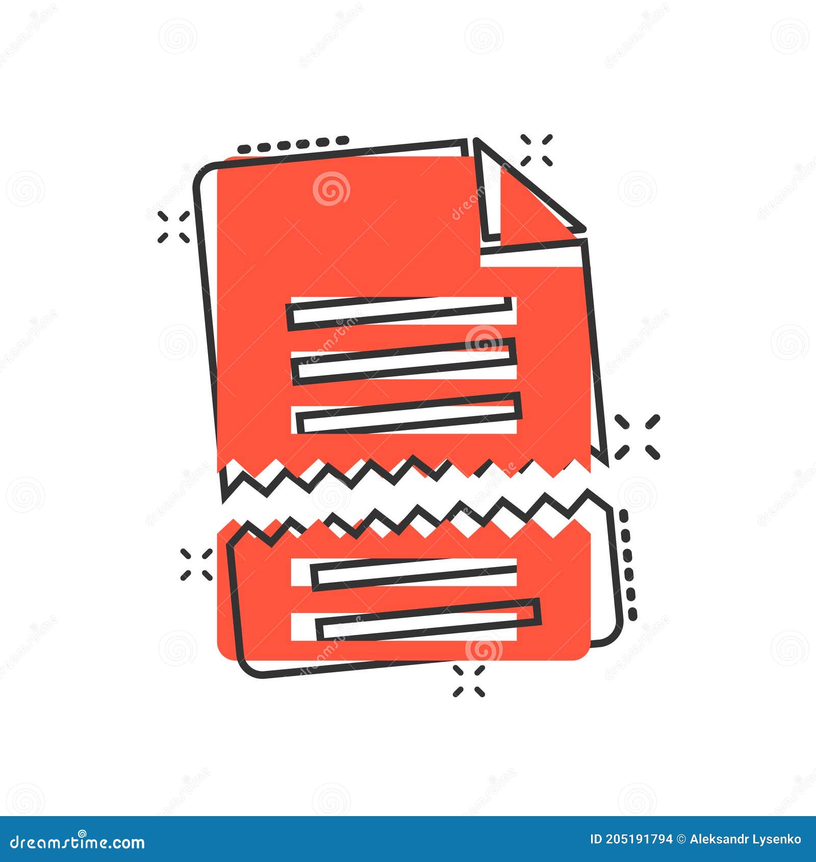 Document Error Icon in Comic Style. Broken Report Cartoon Vector ...