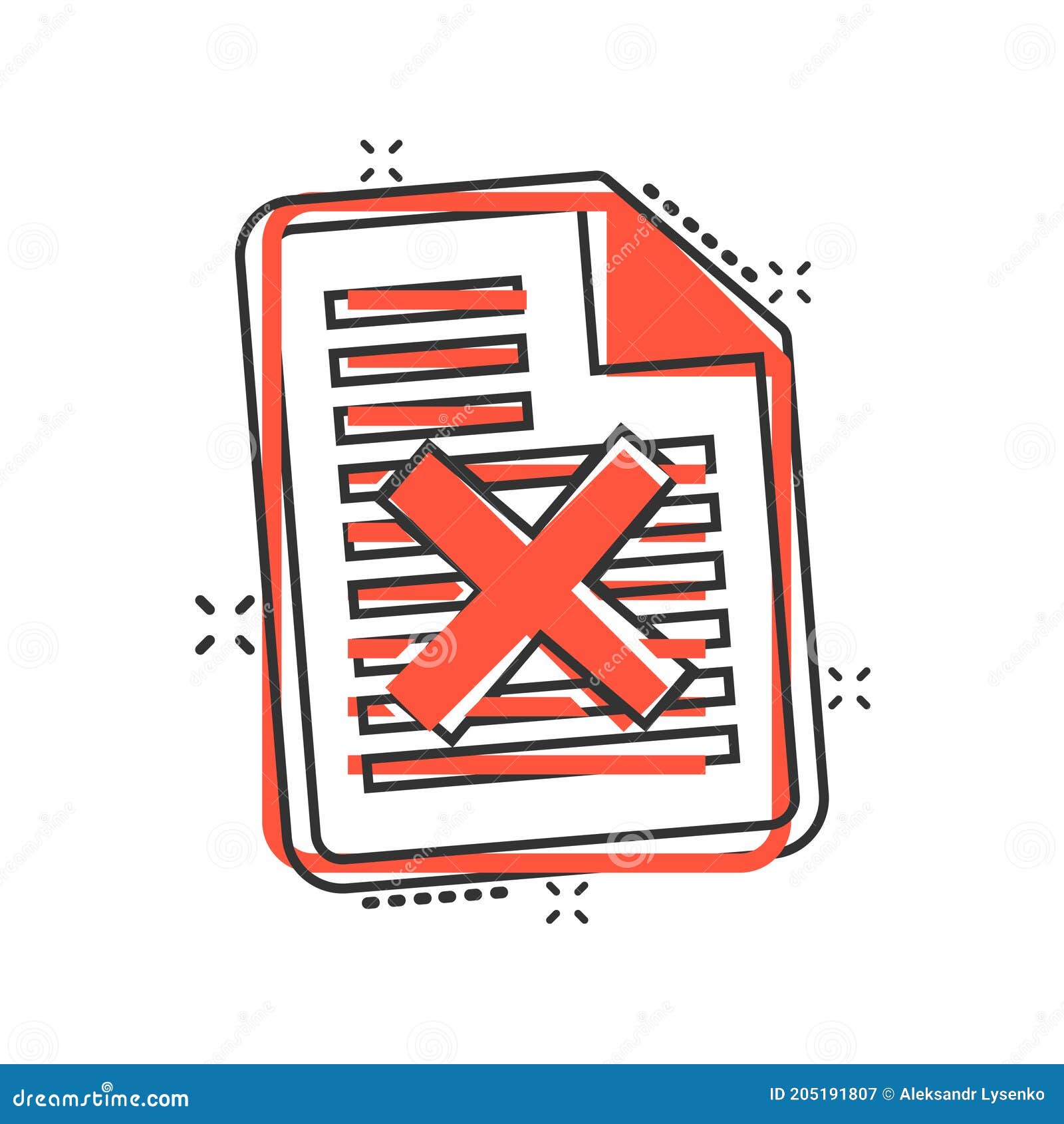 Document Error Icon in Comic Style. Broken Report Cartoon Vector ...