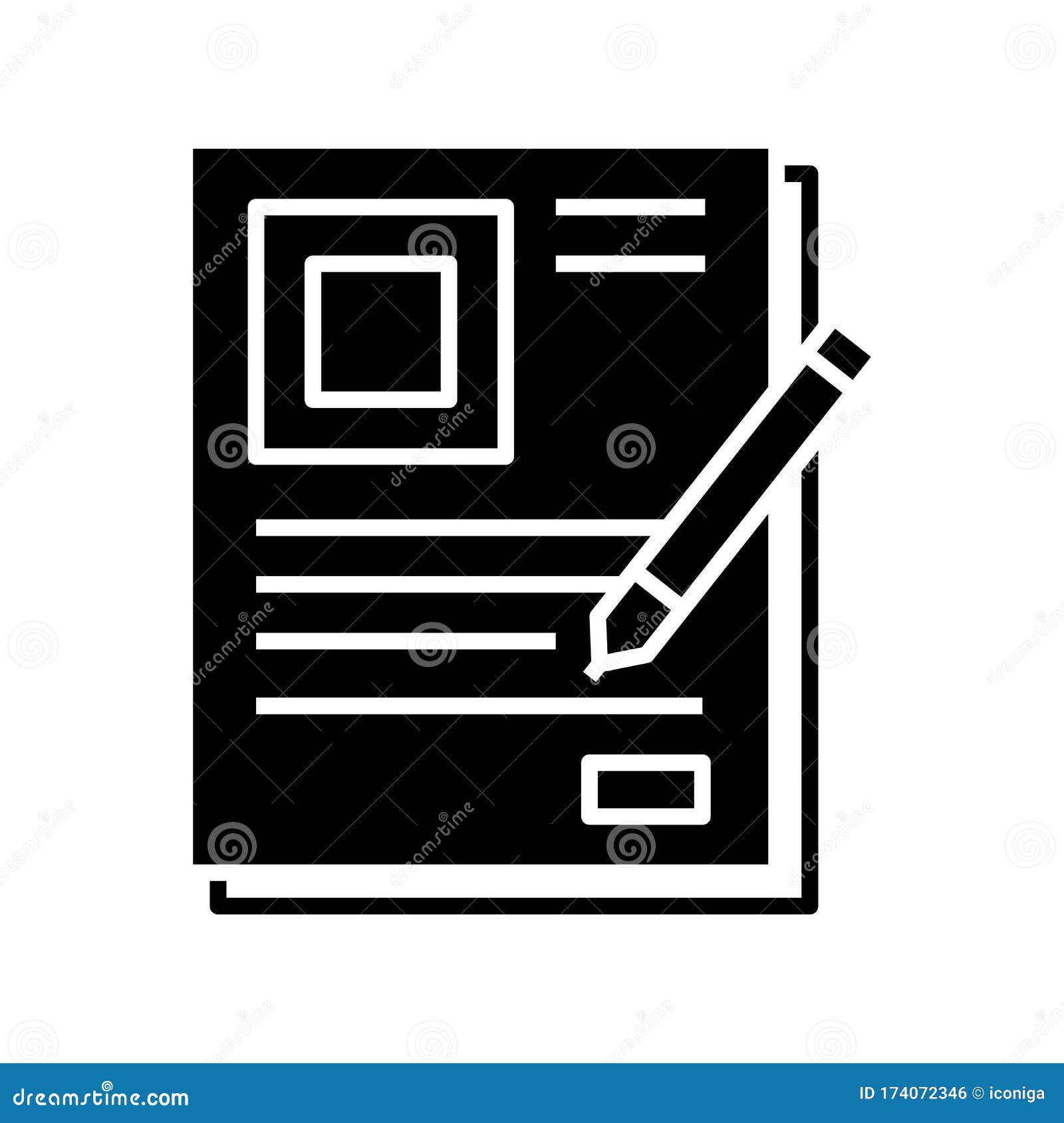 Document Execution Black Icon, Concept Illustration, Vector Flat Symbol ...