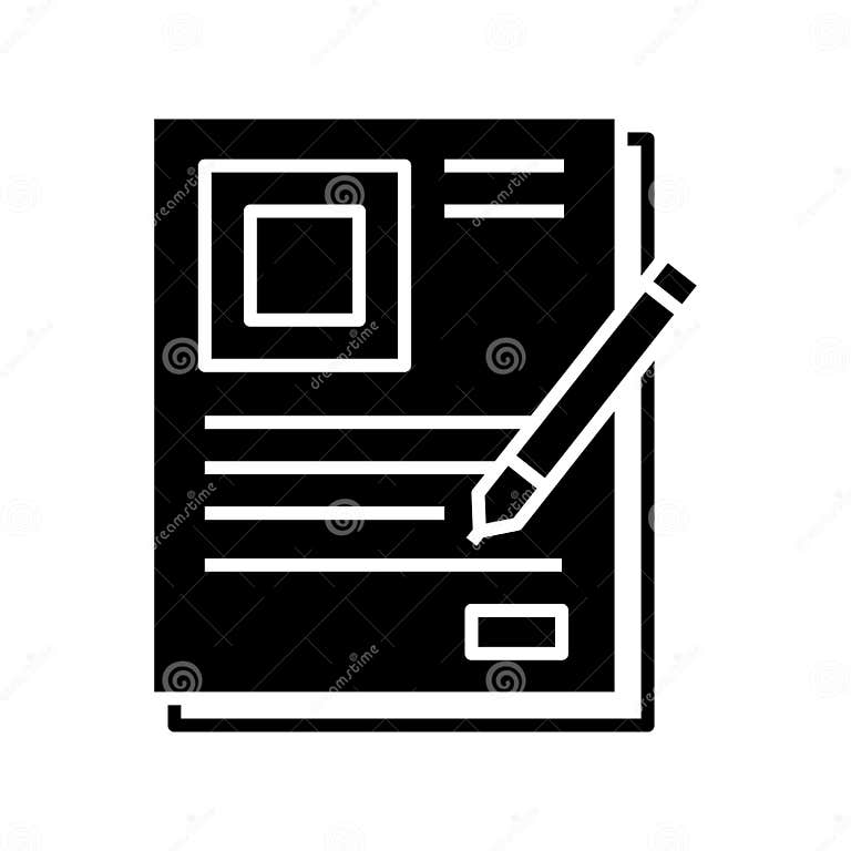 Document Execution Black Icon, Concept Illustration, Vector Flat Symbol ...