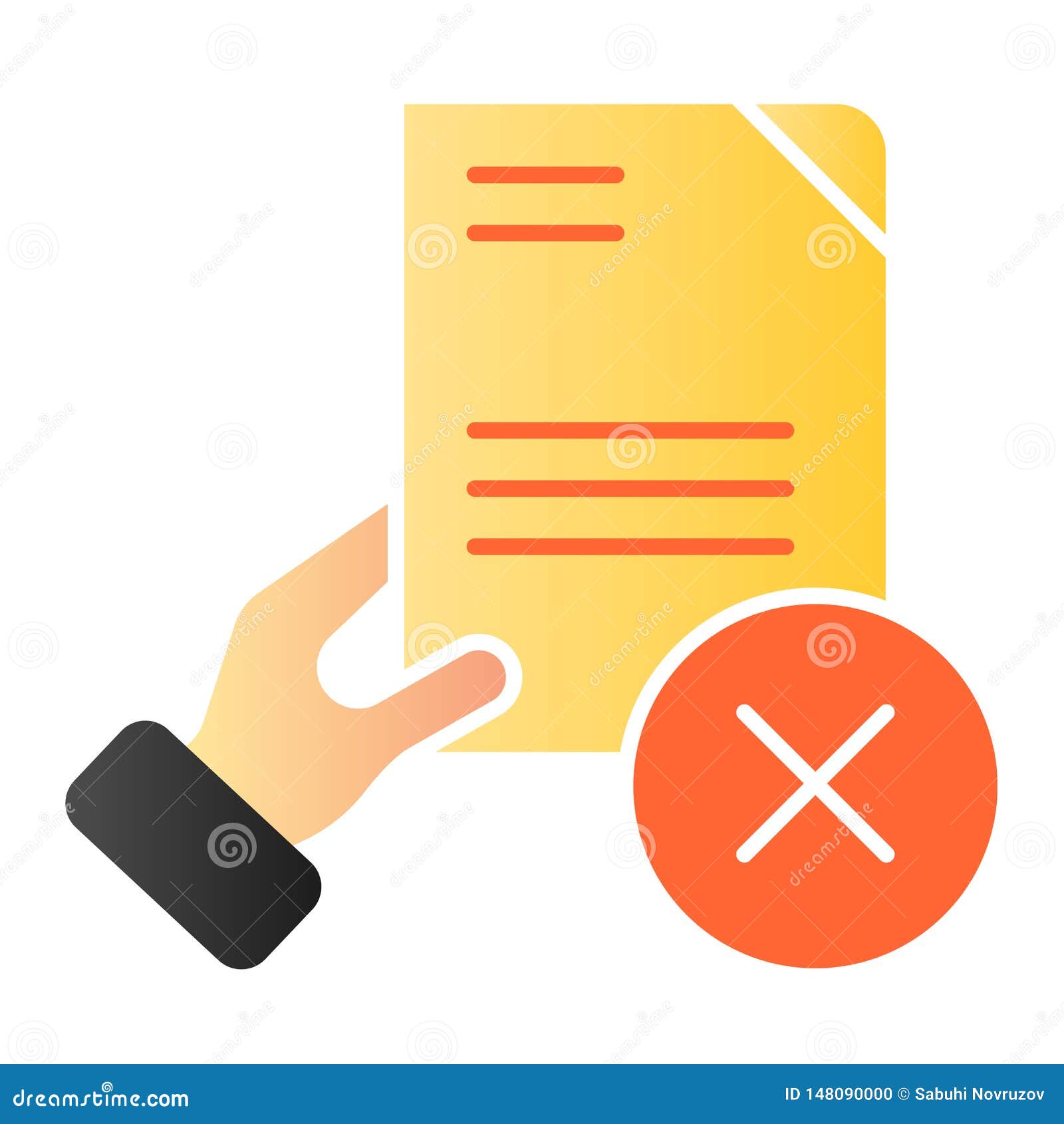 Document Fail Flat Icon. Quality Control Fail Color Icons in Trendy ...