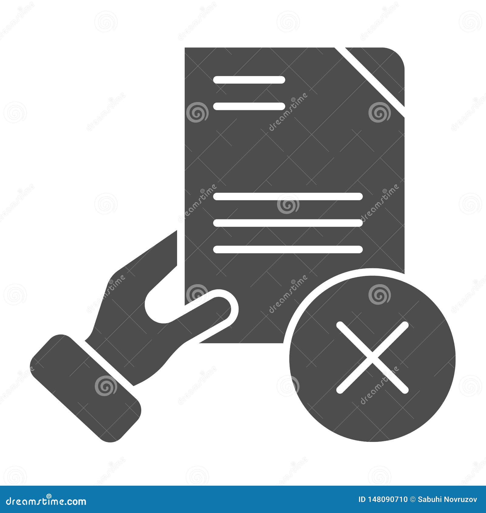 Document Fail Solid Icon. Quality Control Fail Vector Illustration ...