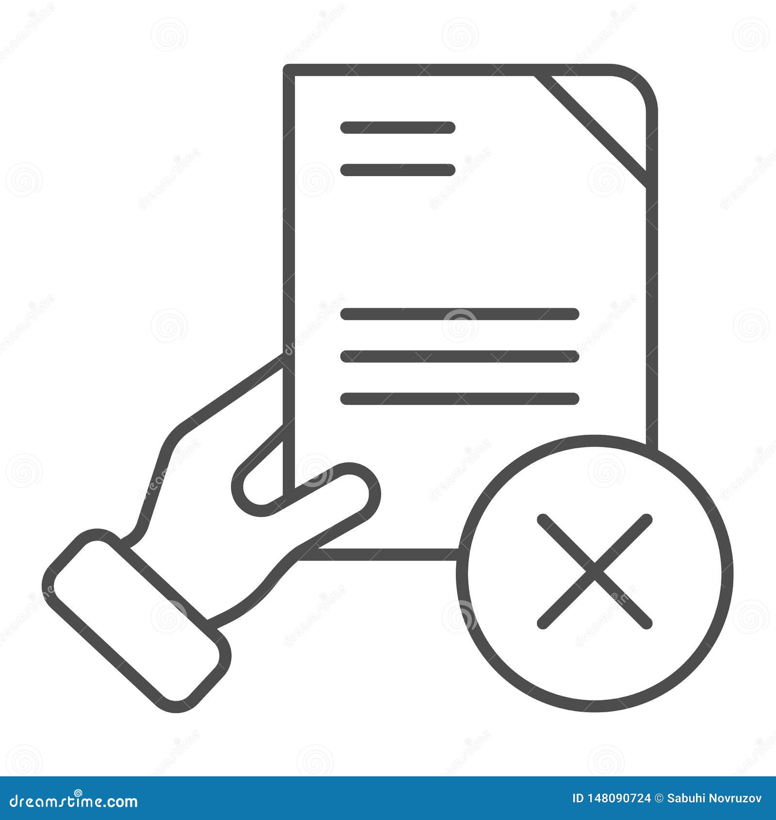 Document Fail Thin Line Icon. Quality Control Fail Vector Illustration ...
