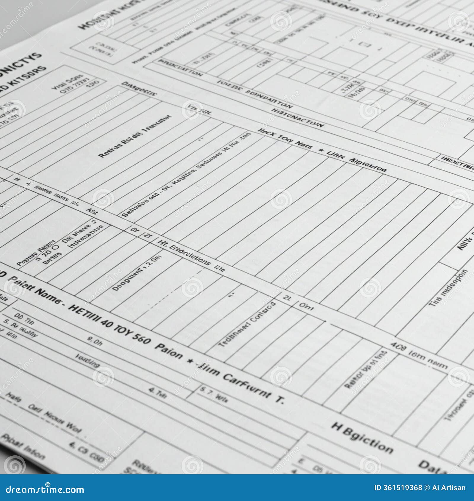 Document Featuring A Form Layout With Various Sections And Labeled ...
