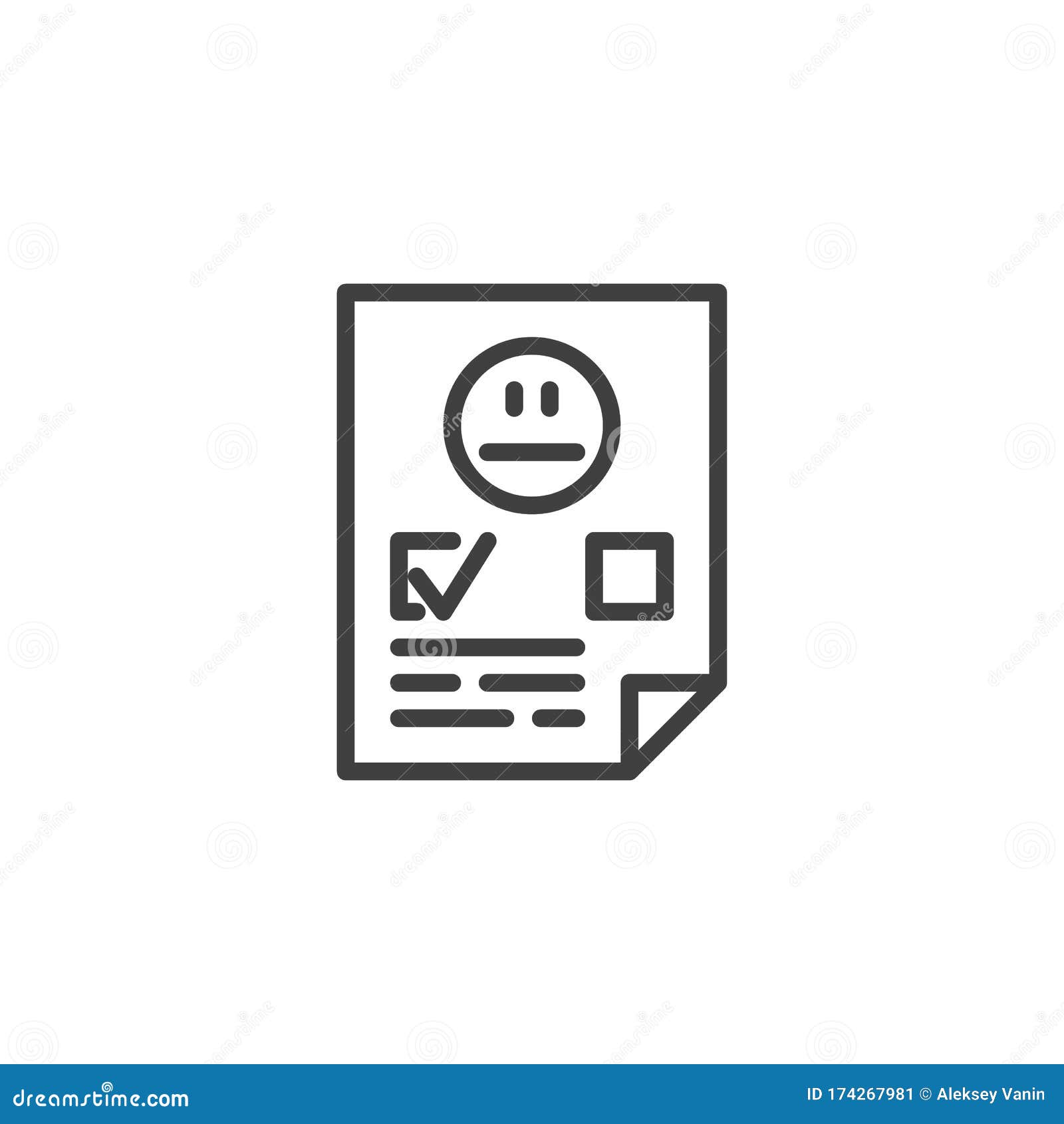 Document Feedback Emoticon Line Icon Stock Vector - Illustration of ...