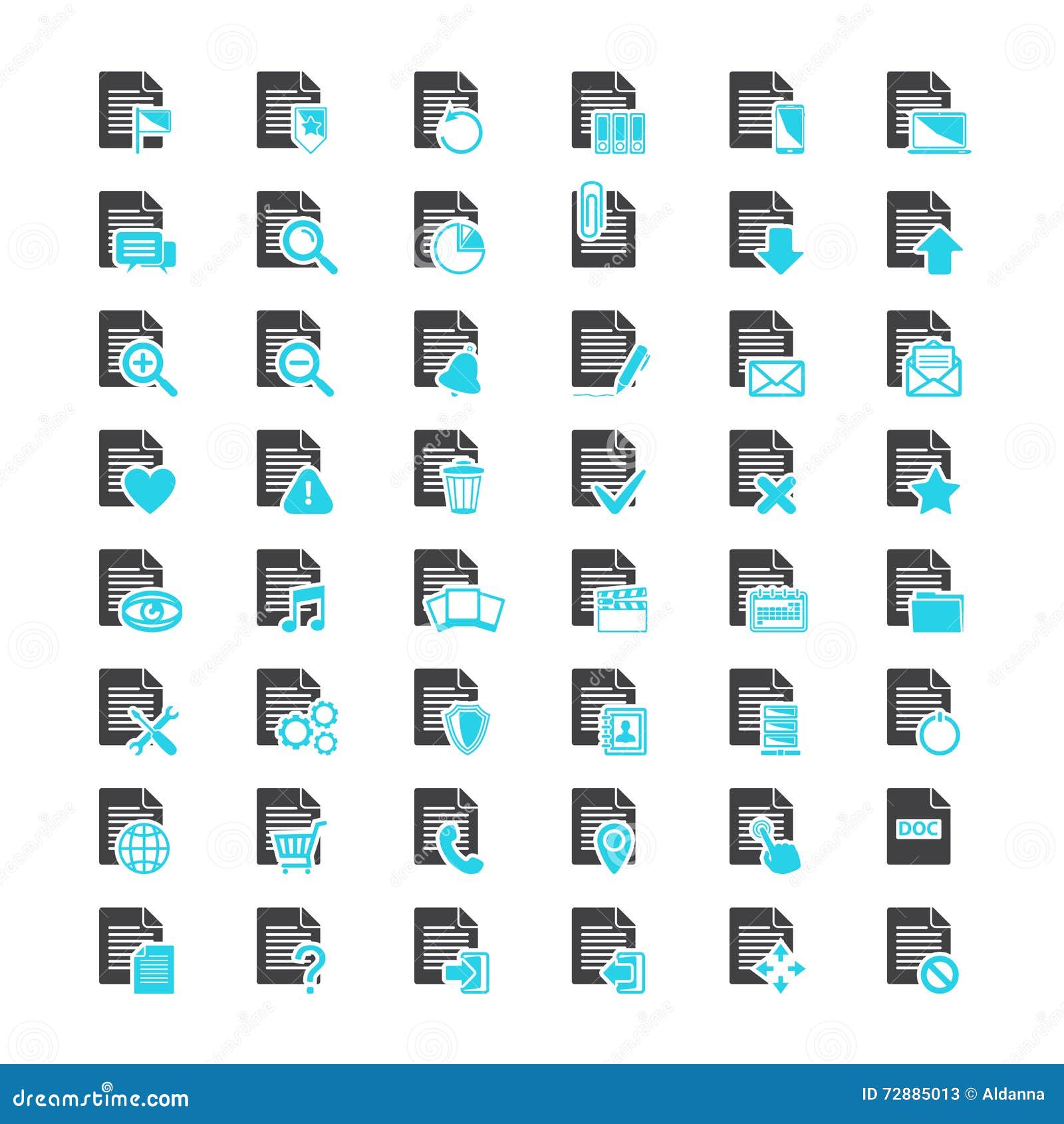Document File Blue and Black Icons Stock Vector - Illustration of data ...