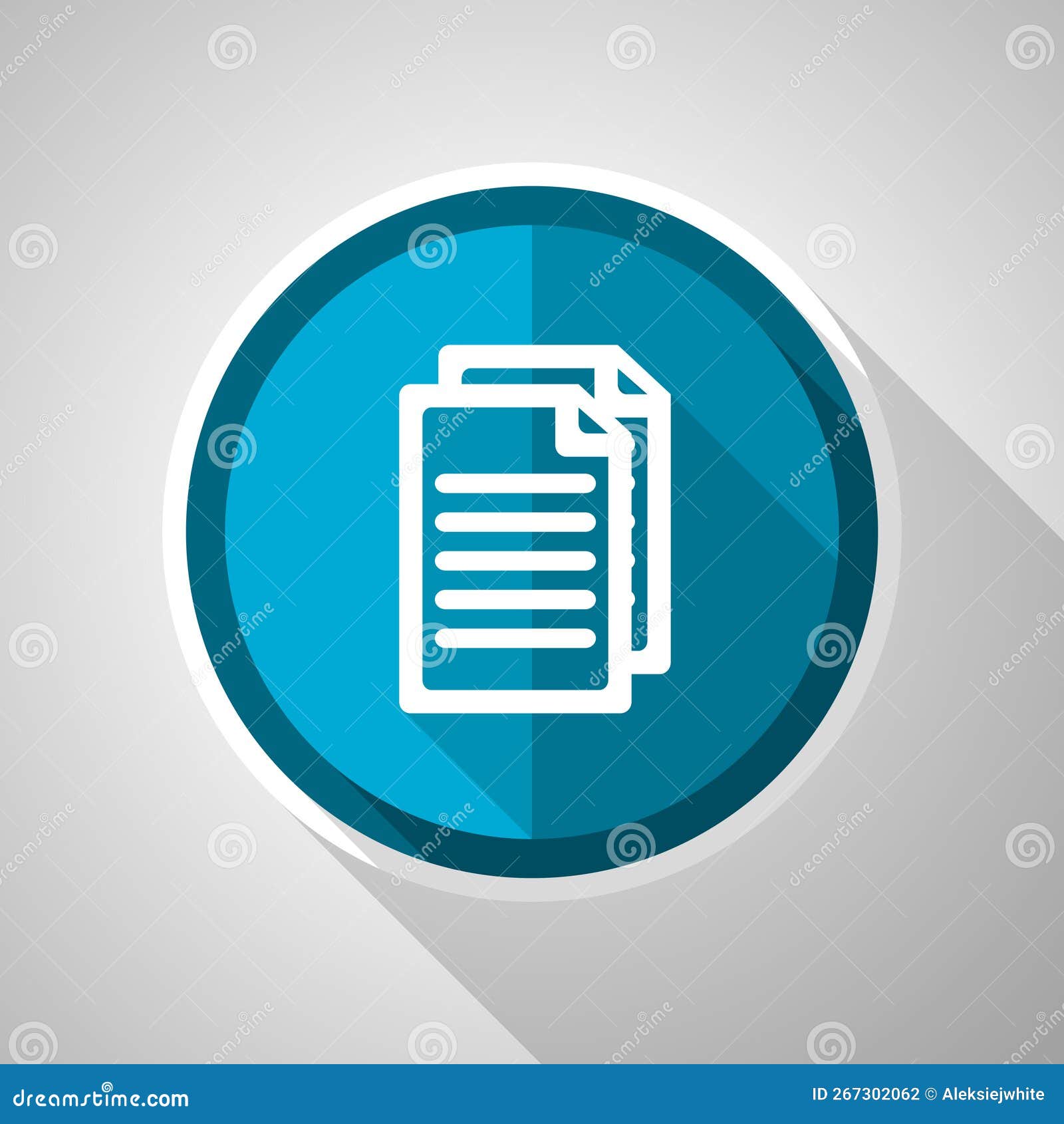 Document, File, Copy Symbol, Flat Design Vector Blue Icon with Long ...