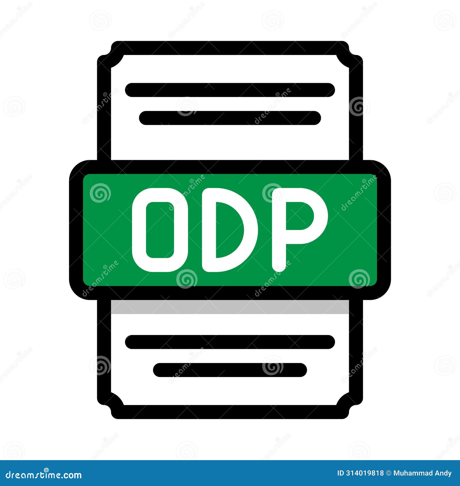 Document File Format ODP Spreadsheet Icon. with Outline and Color in ...