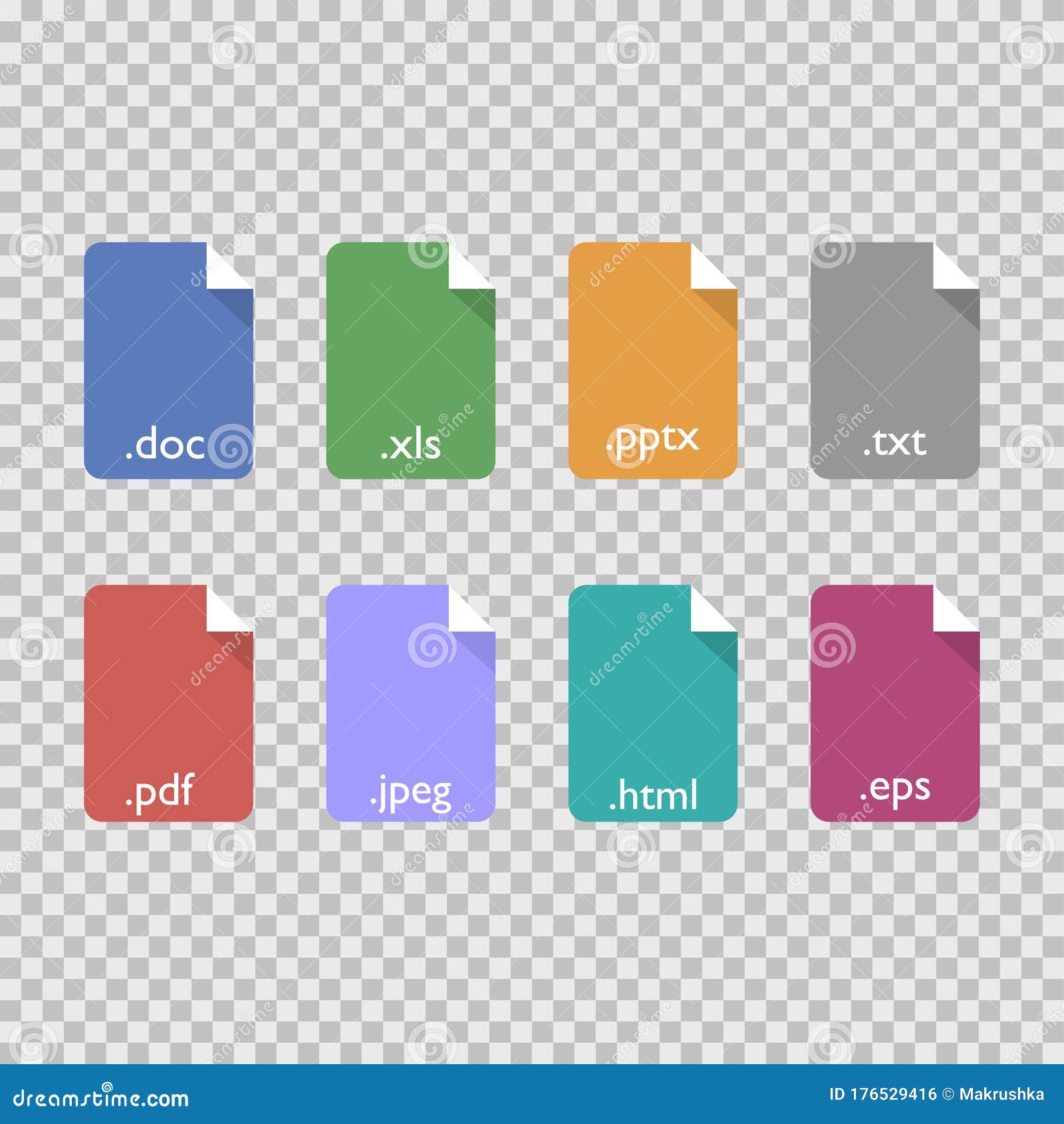 Document File Formats Like Doc, Pdf, Xls. Vector EPS 10 Stock Vector ...