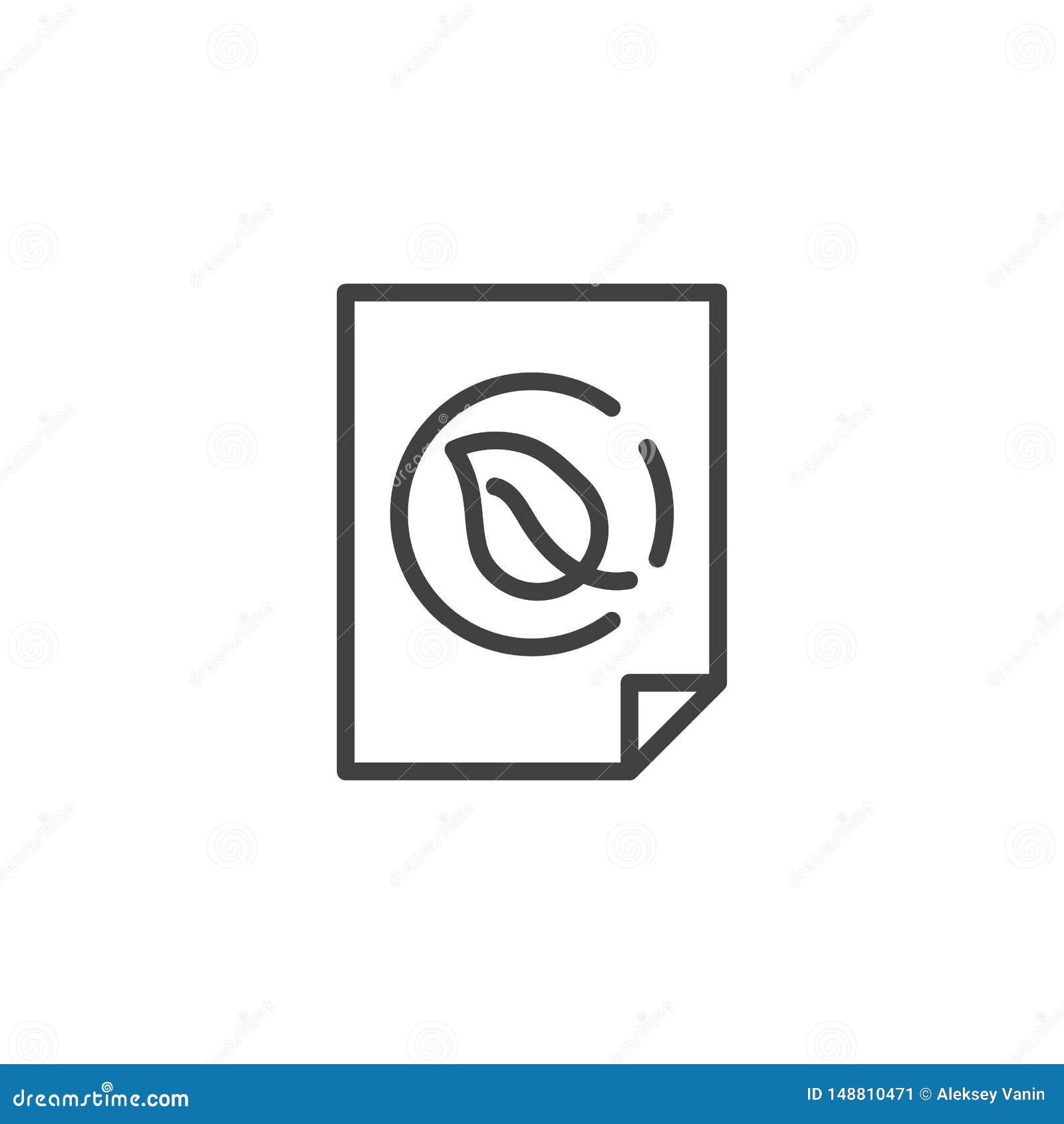 Document File with Leaf Line Icon Stock Vector - Illustration of paper ...