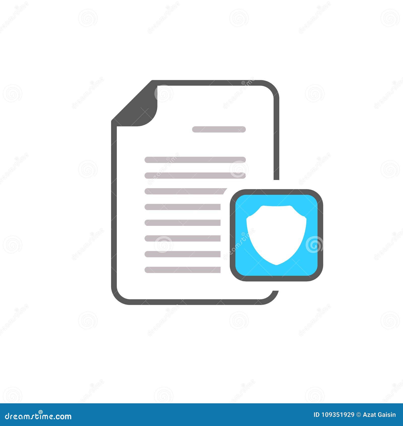 Document File Page Security Shield Icon Stock Illustration ...