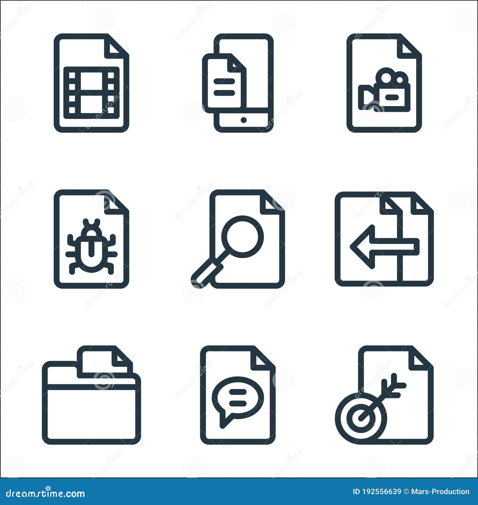 Document and Files Line Icons. Linear Set Stock Vector - Illustration ...