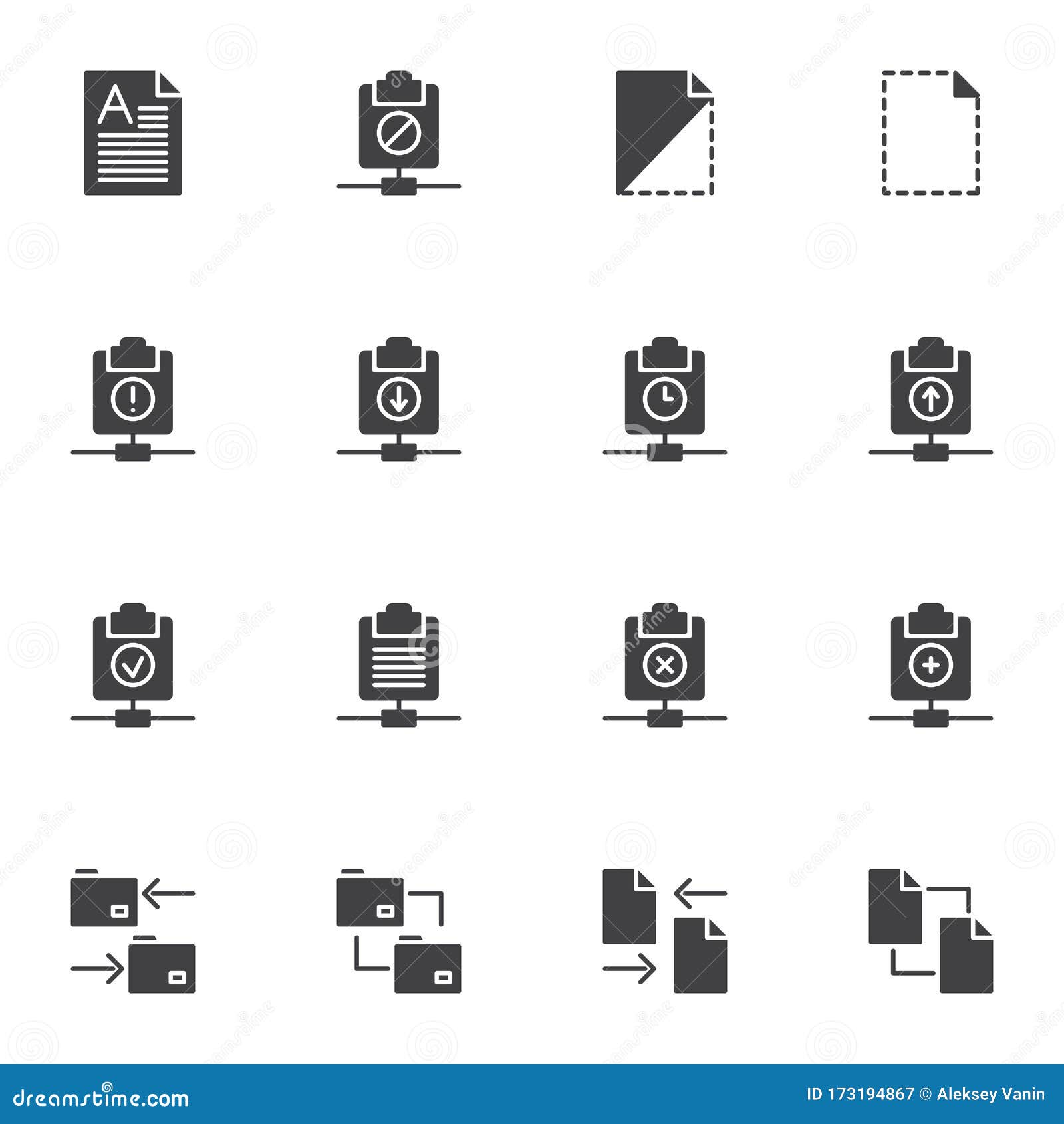 Document Files Vector Icons Set Stock Vector - Illustration of glyph ...