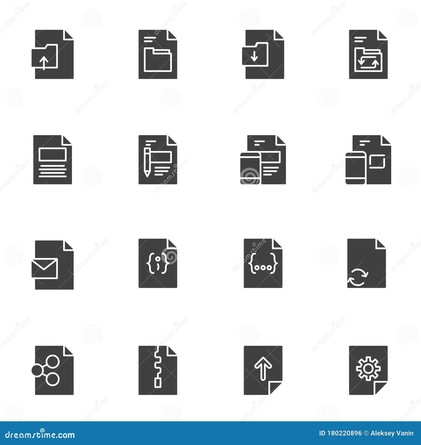 Document Files Vector Icons Set Stock Vector - Illustration of filled ...