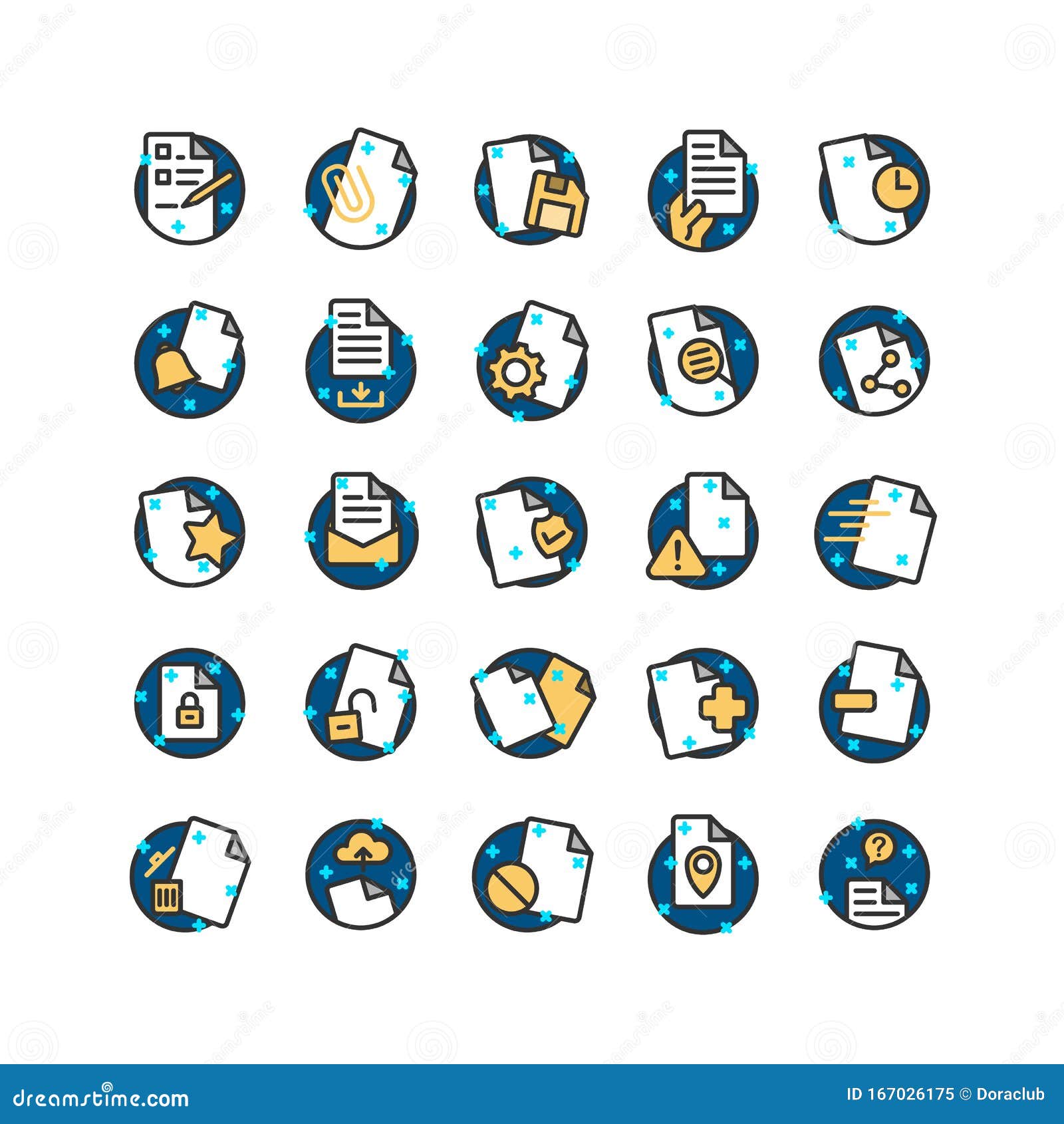 Document Filled Outline Icon Set. Stock Vector - Illustration of report ...