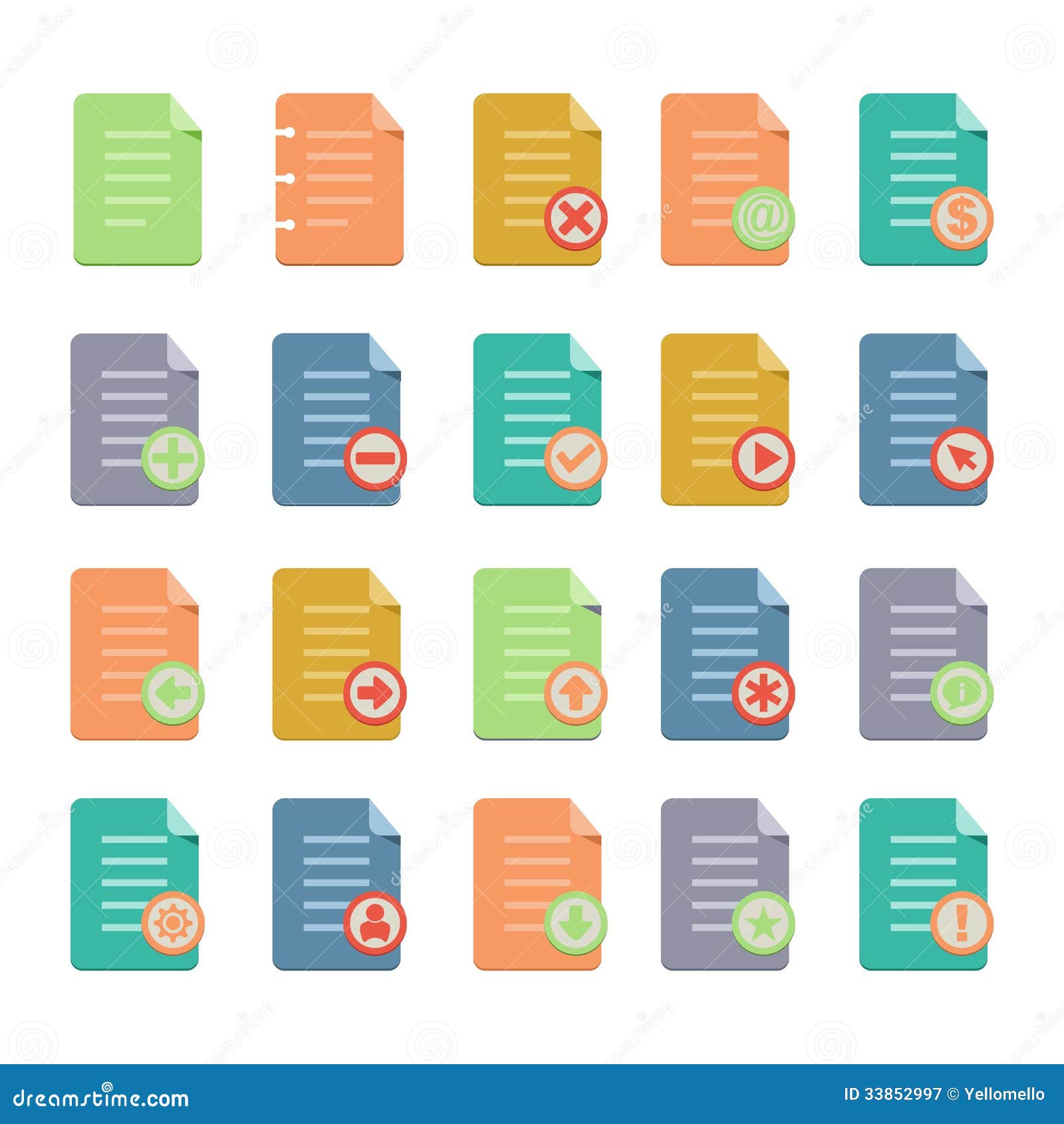 Document flat icon sets stock vector. Illustration of modern - 33852997